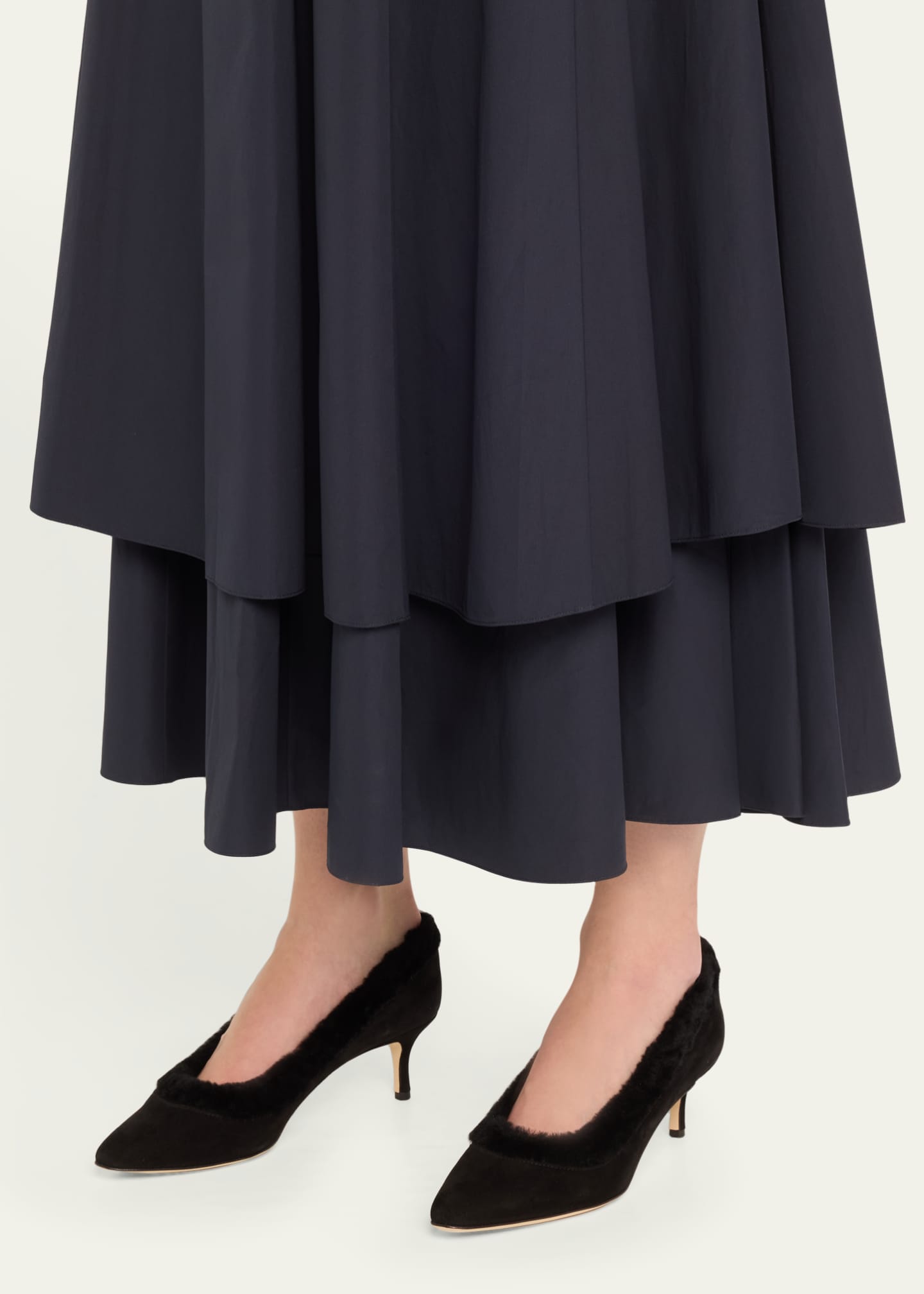 Manolo Blahnik Meleagro Suede Shearling-Trim Pumps - Bergdorf Goodman