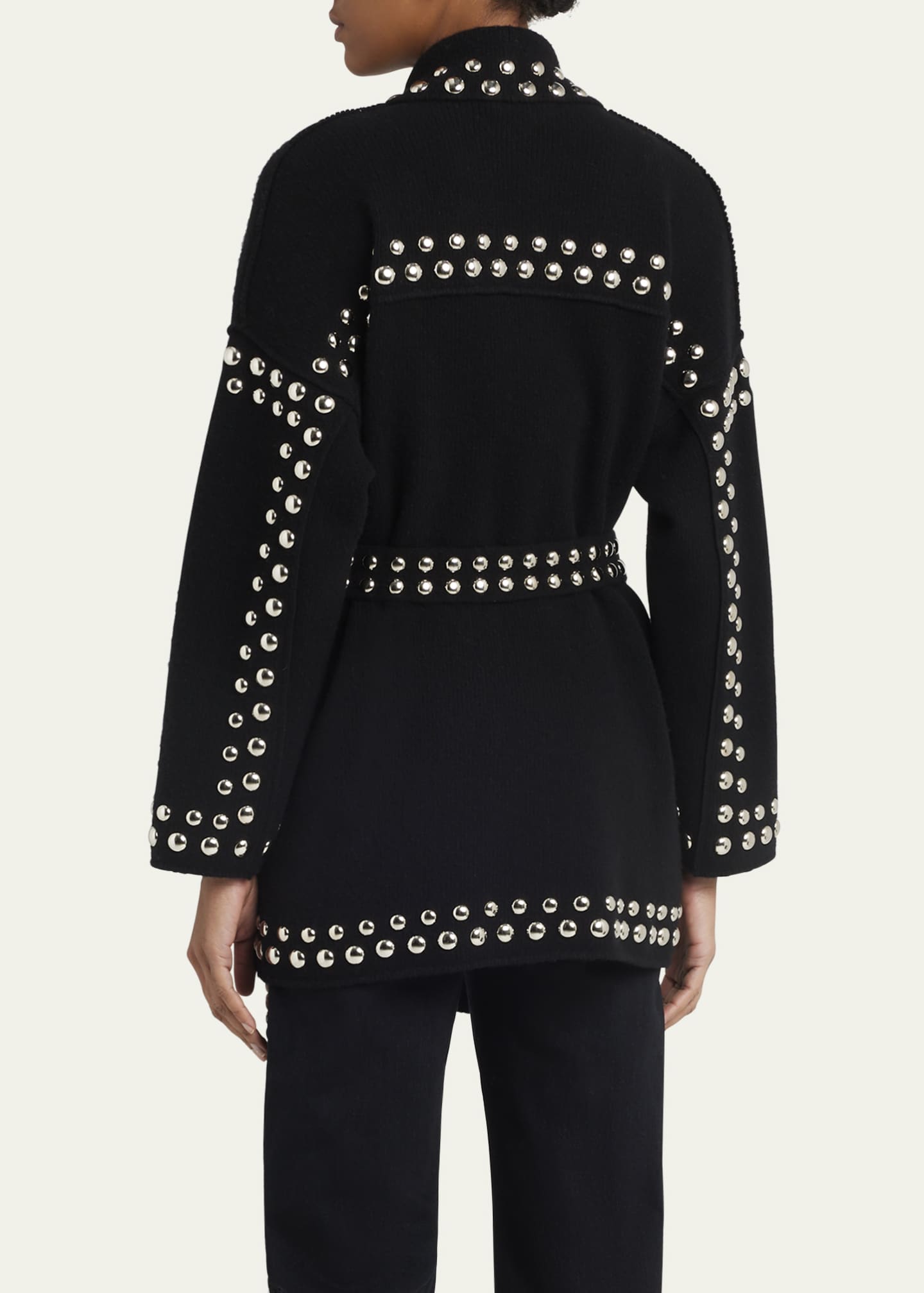 Alanui Love And Studs Embellished Belted Wool Cardigan - Bergdorf Goodman