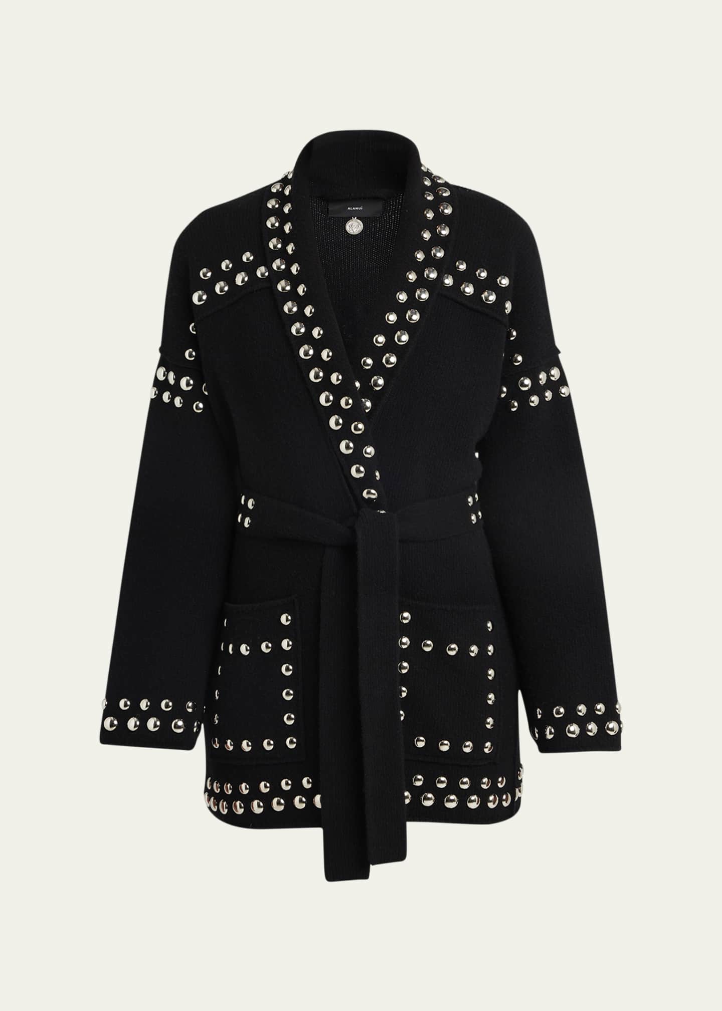 Alanui Love And Studs Embellished Belted Wool Cardigan - Bergdorf Goodman