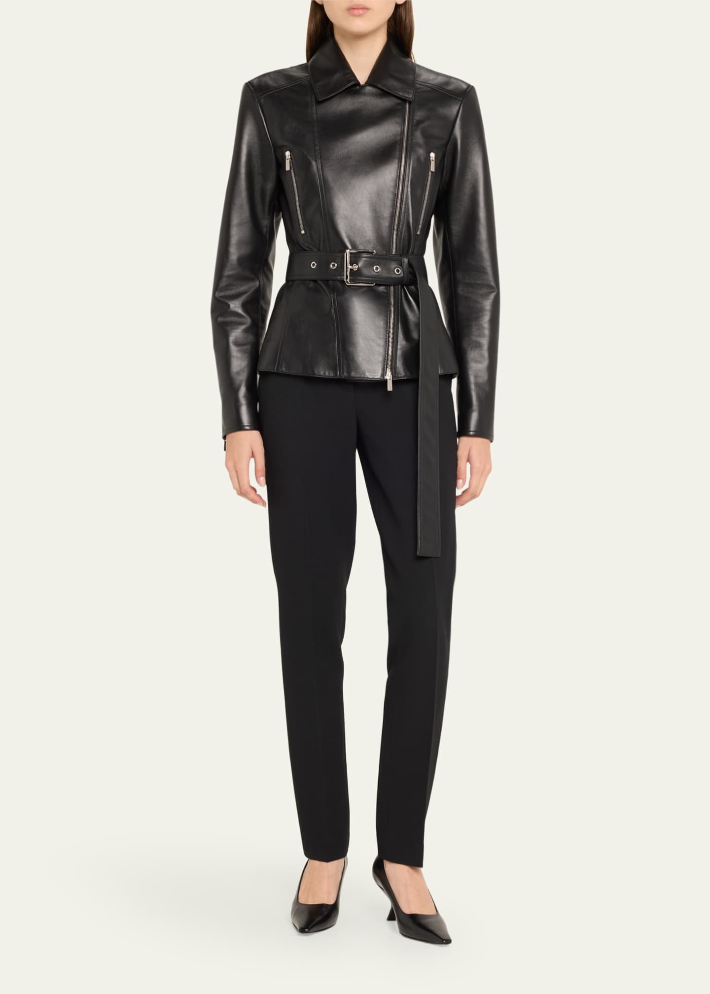 Michael Kors Collection Leather Belted Moto Jacket - Bergdorf Goodman