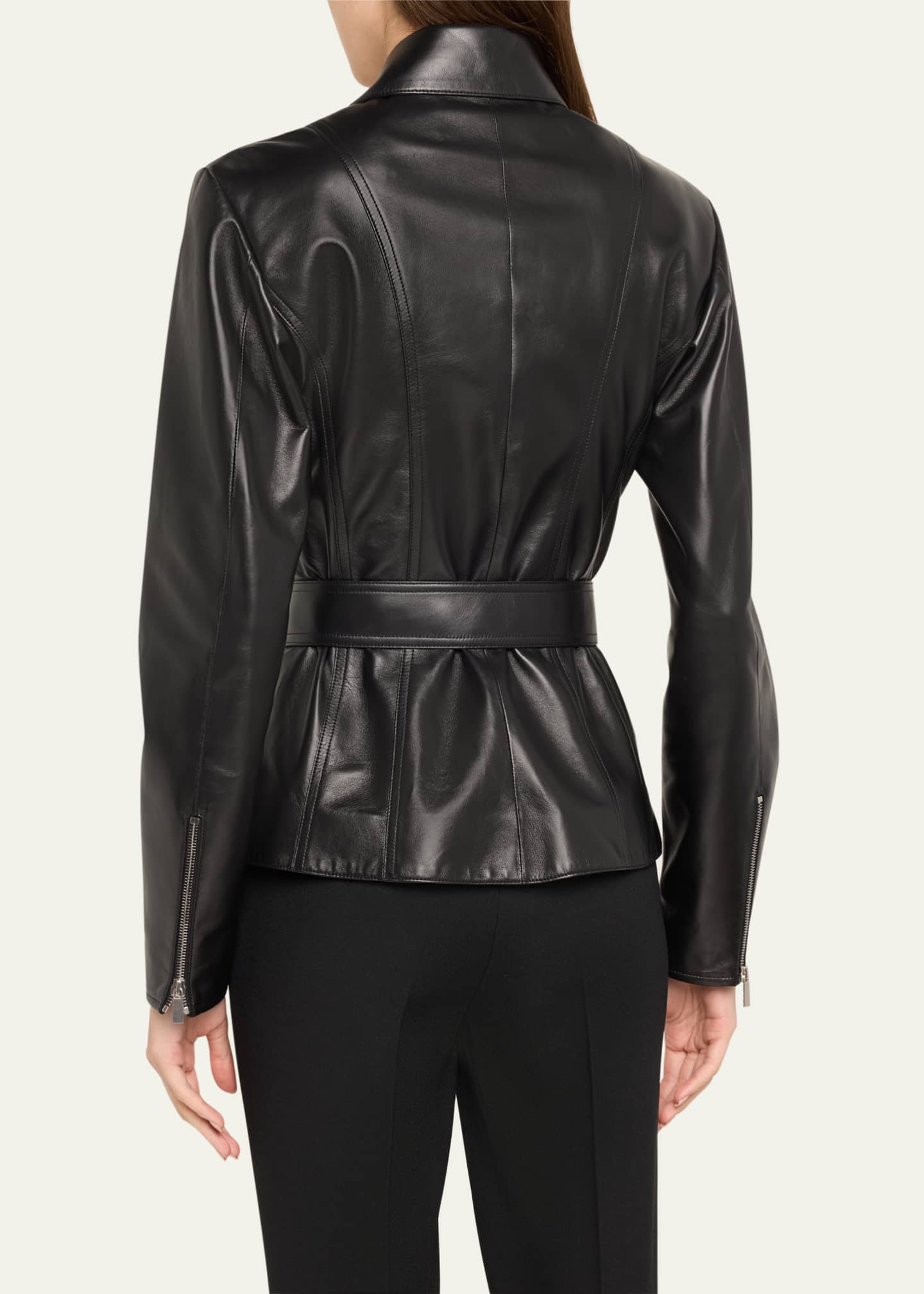 Michael Kors Collection Leather Belted Moto Jacket - Bergdorf Goodman