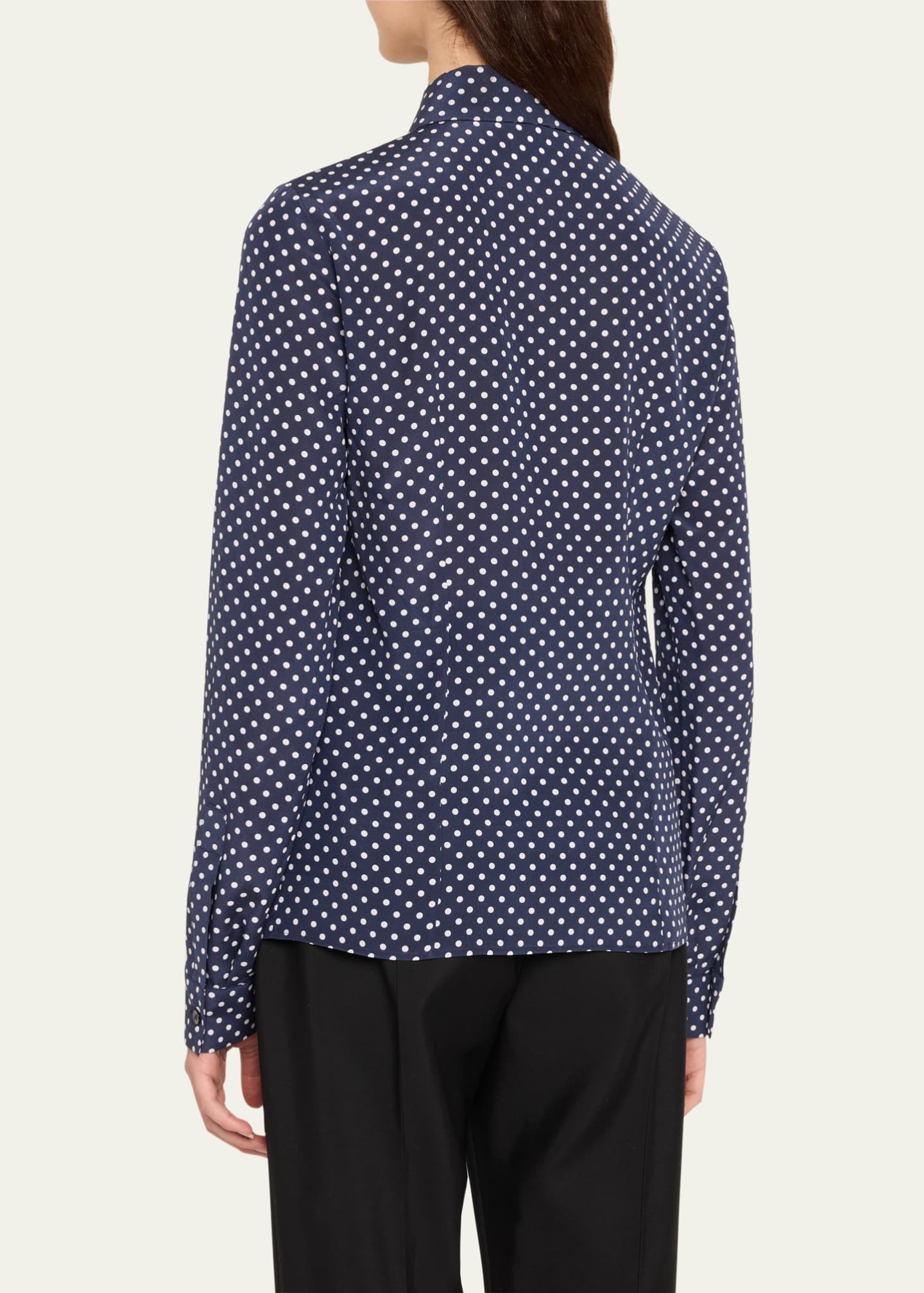 Michael Kors Collection Hansen Polka Dot Button Down Silk Blouse ...