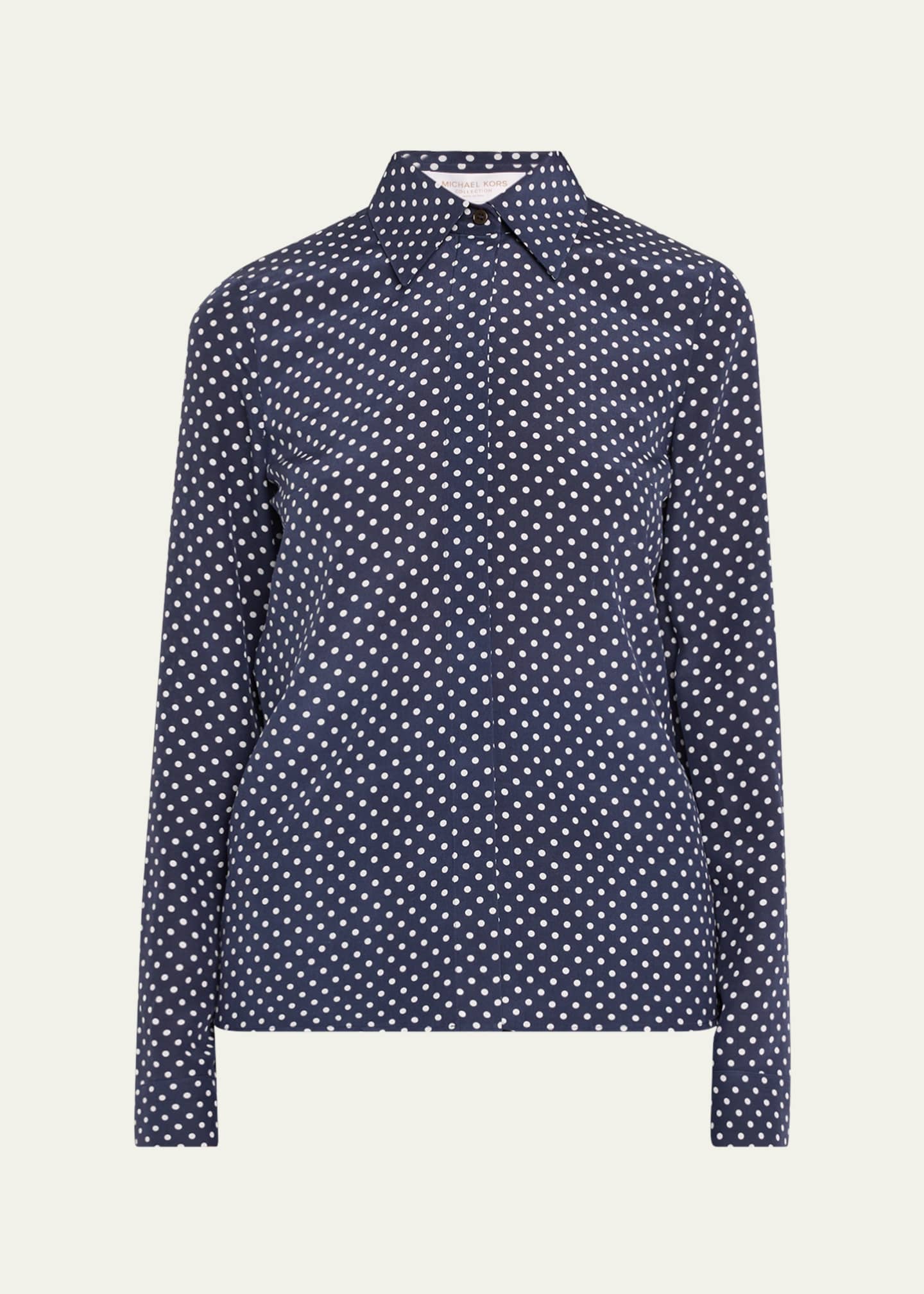 Michael Kors Collection Hansen Polka Dot Button Down Silk Blouse ...