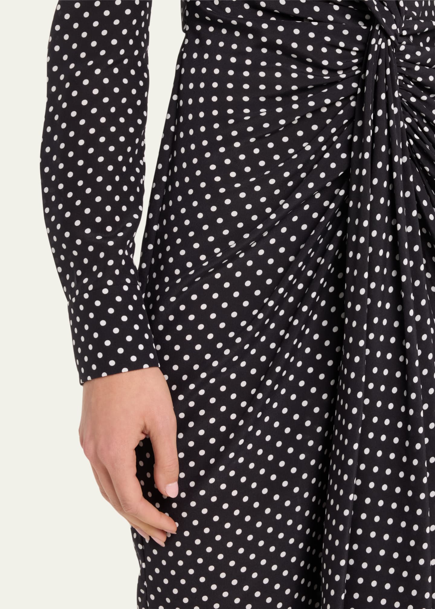 Michael Kors Collection Polka Dot Gathered Midi Dress - Bergdorf Goodman