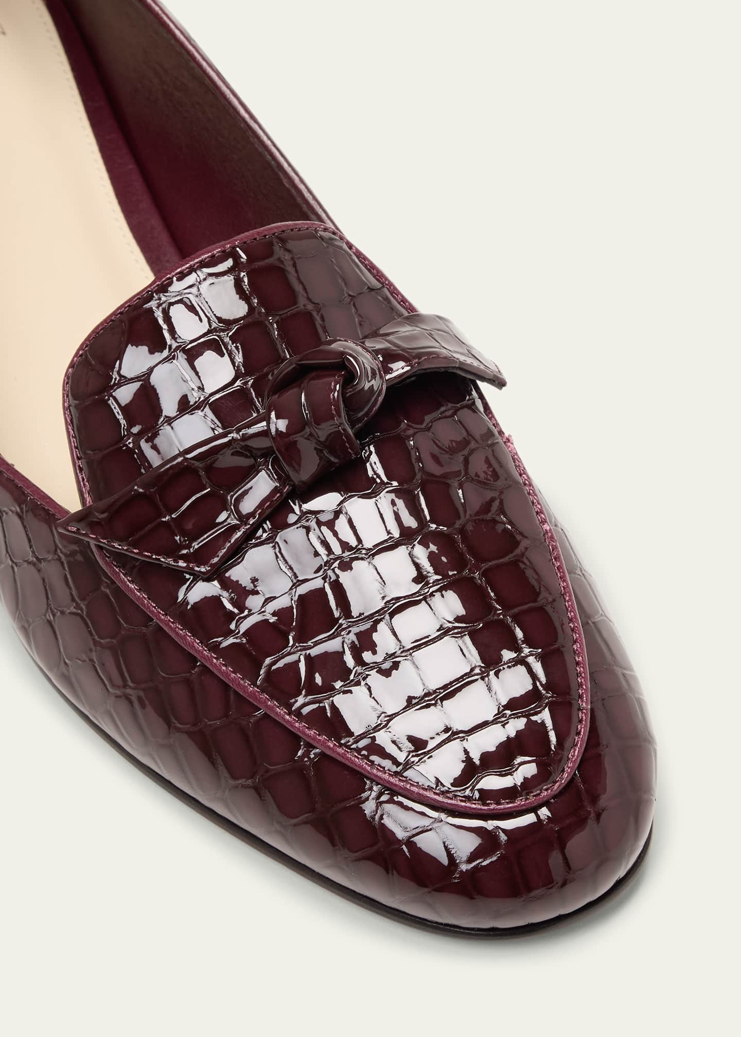 Alexandre Birman Clarita Patent Croco Bow Loafers - Bergdorf Goodman
