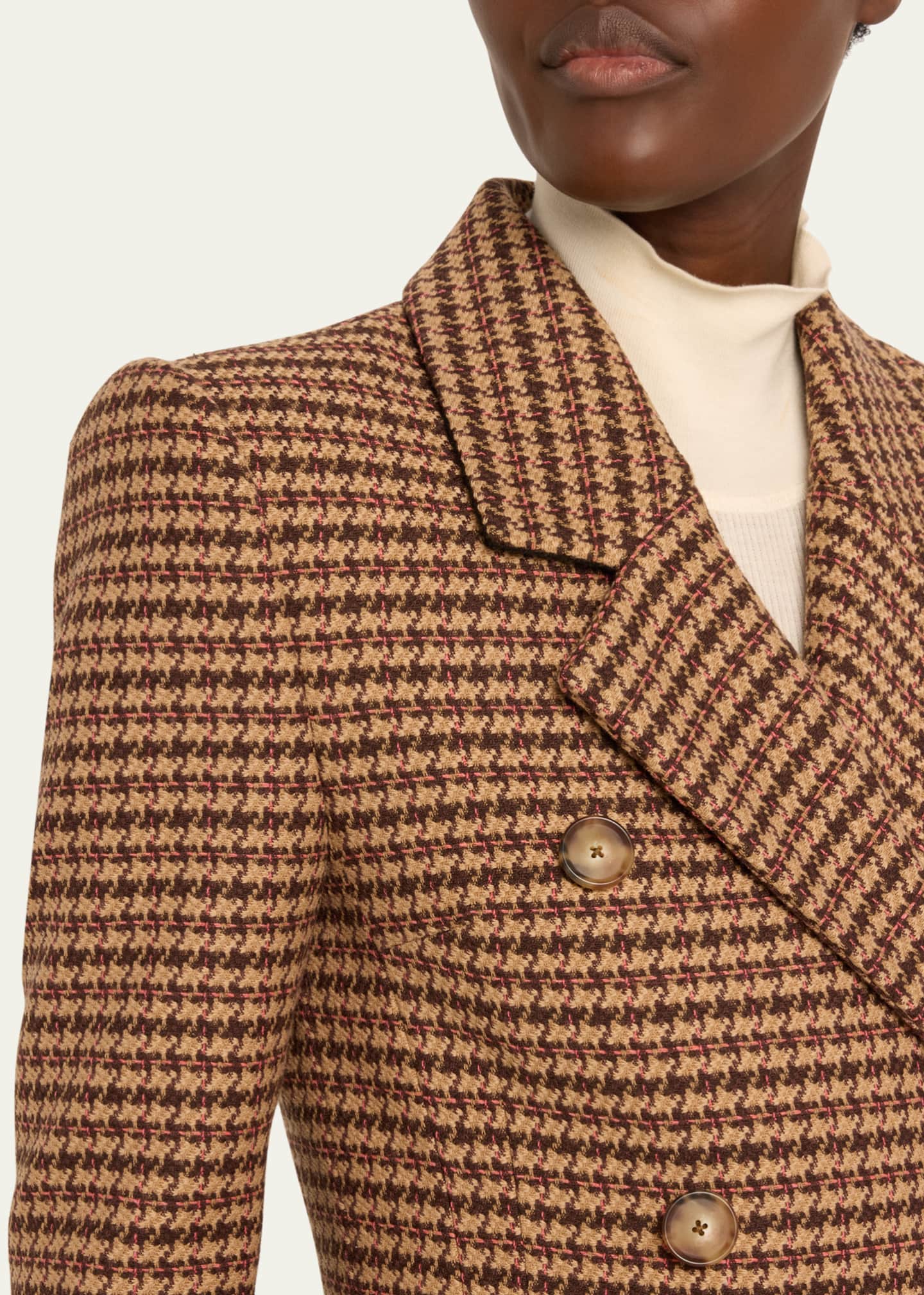 Sergio Hudson Houndstooth Double-Breasted Slim Wool Jacket - Bergdorf Goodman
