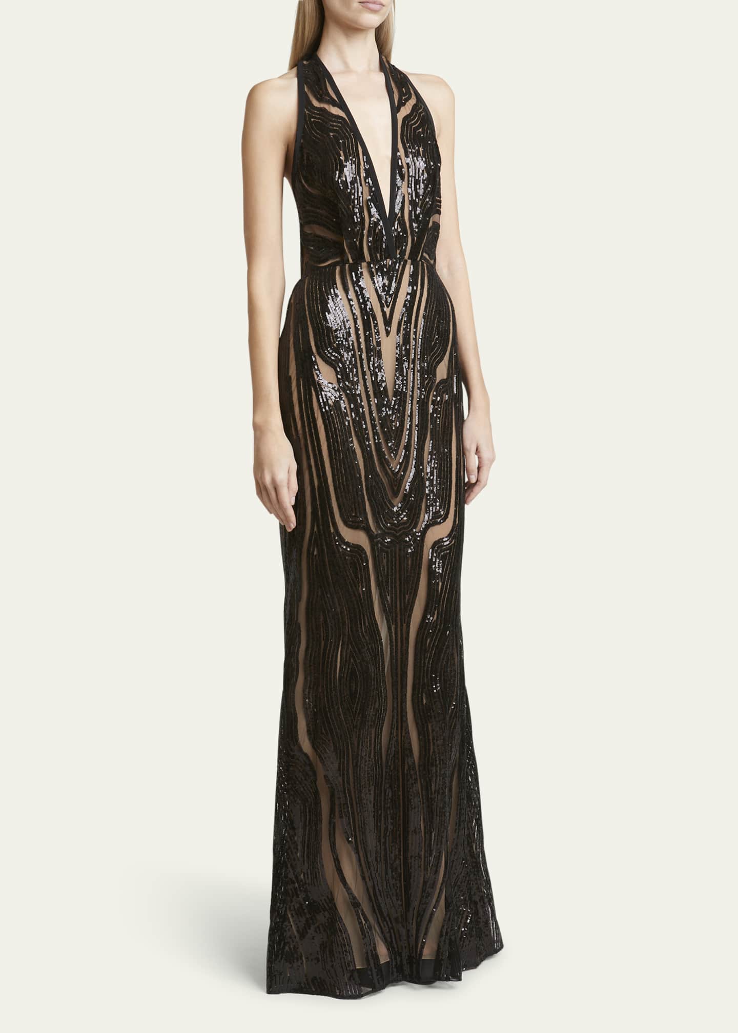 Elie Saab Long Tulle Sequined Halter Trumpet Gown - Bergdorf Goodman Elie Saab Long Tulle Sequined Halter Trumpet Gown - Bergdorf Goodman