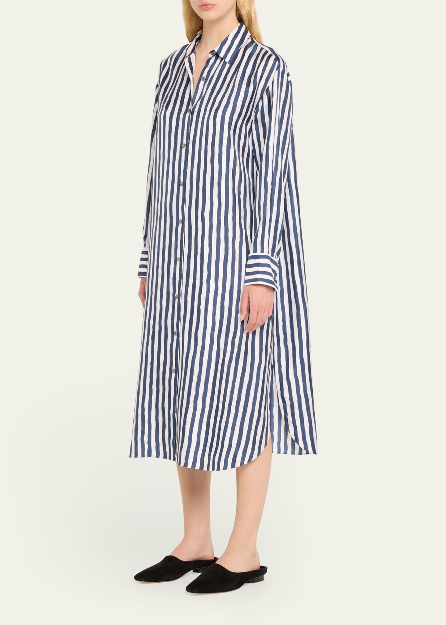 Theory Silk Maxi Oversized Shirtdress - Bergdorf Goodman