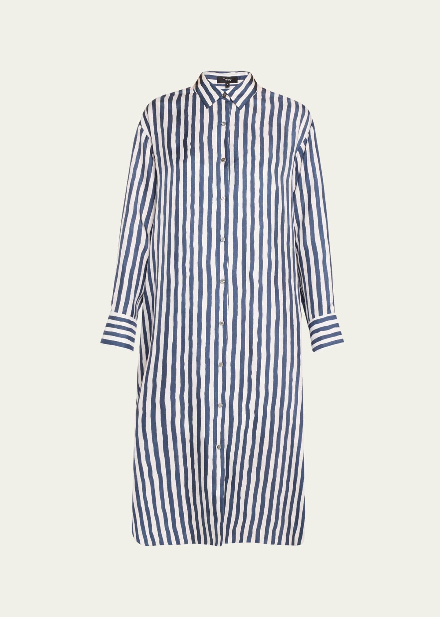 Theory Silk Maxi Oversized Shirtdress - Bergdorf Goodman