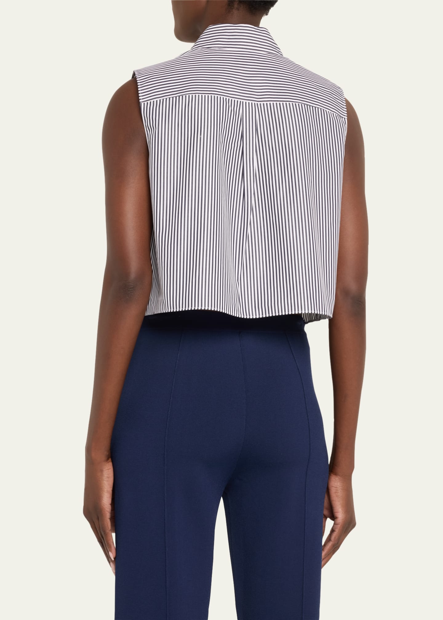 Theory Sleeveless Striped Cropped Button-Front Shirt - Bergdorf Goodman