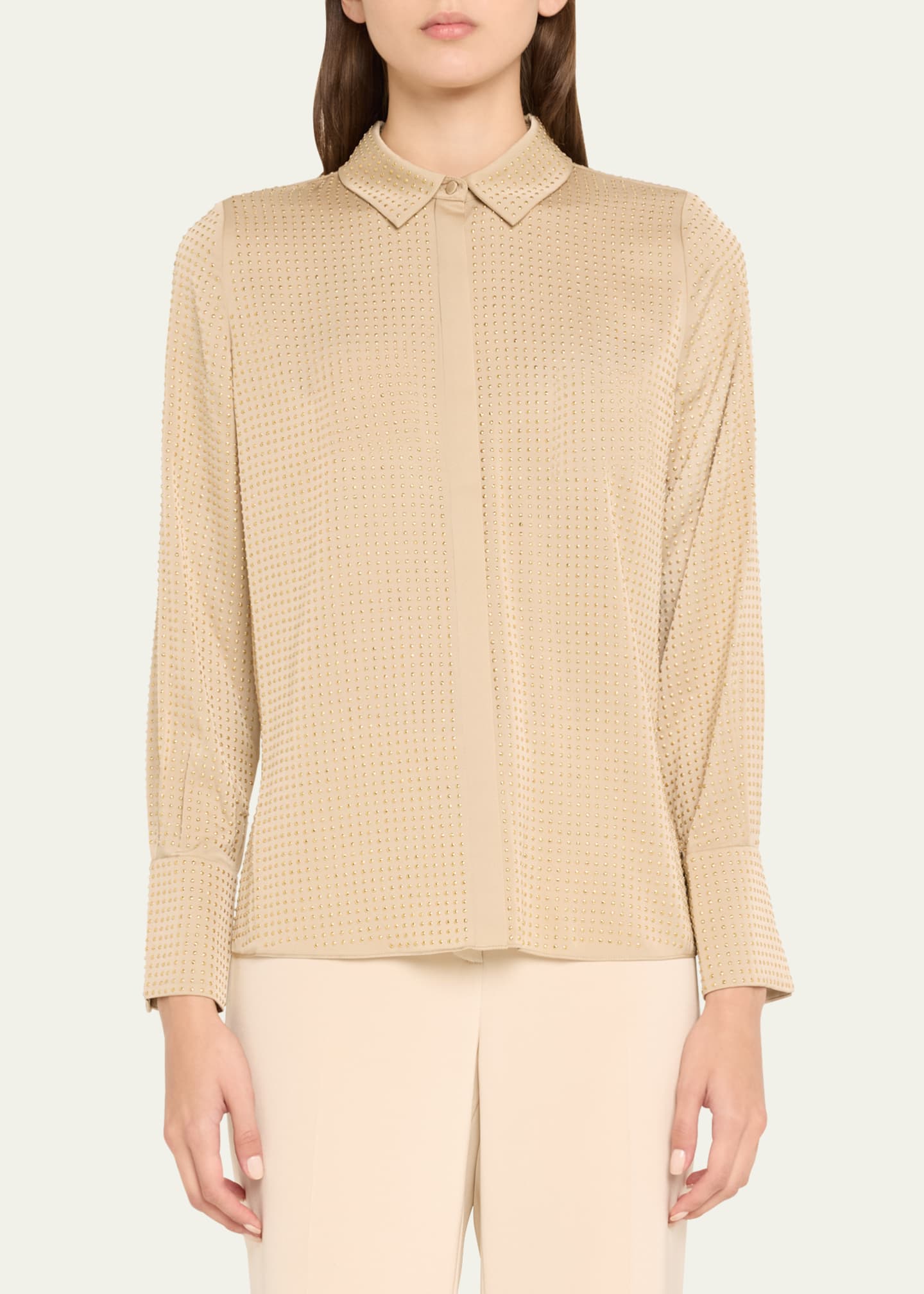 Kobi Halperin Milani Button-Down Metallic Stud Blouse - Bergdorf Goodman