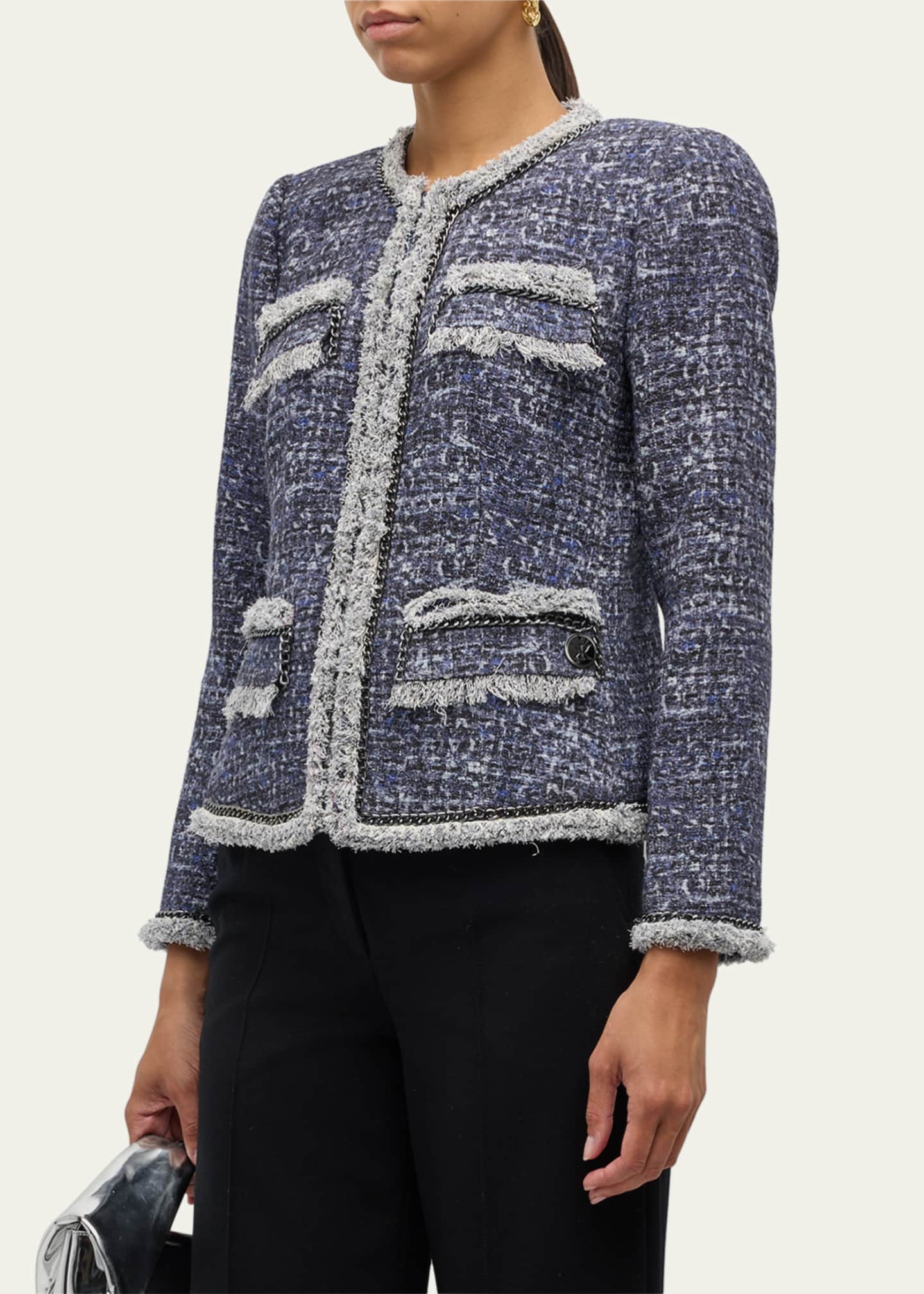 Kobi Halperin Keaton Chain-Trim Fringed Tweed Jacket - Bergdorf Goodman
