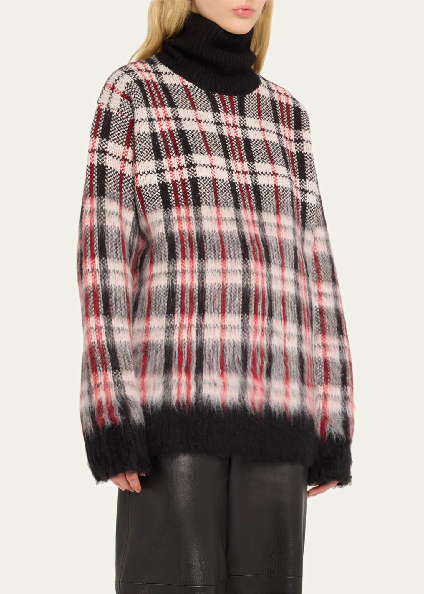 Helmut Lang Chunky Plaid Turtleneck Sweater - Bergdorf Goodman