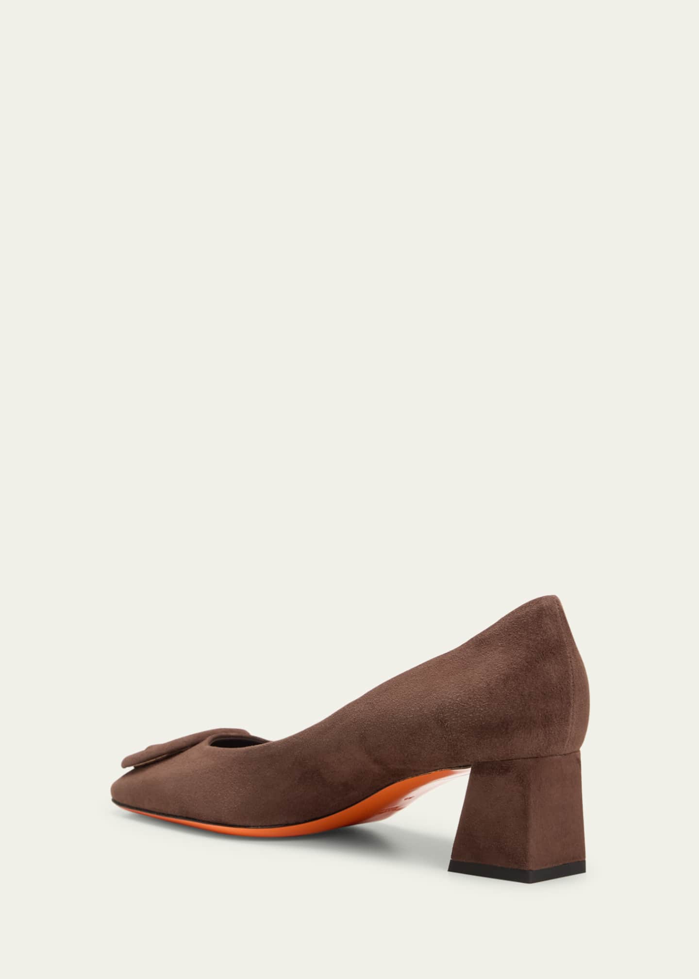 Santoni Suede Buckle Block-Heel Pumps - Bergdorf Goodman