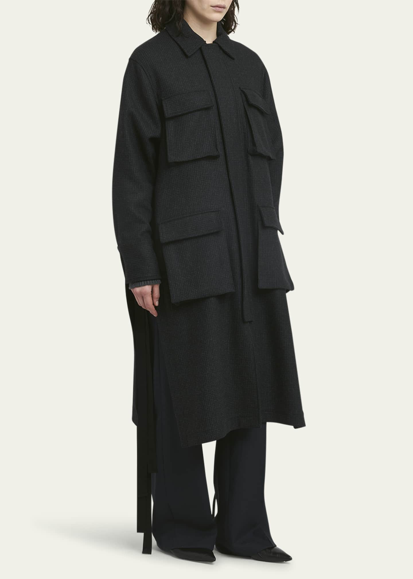 Plan C Long Slit Patch Pocket Wool Coat - Bergdorf Goodman