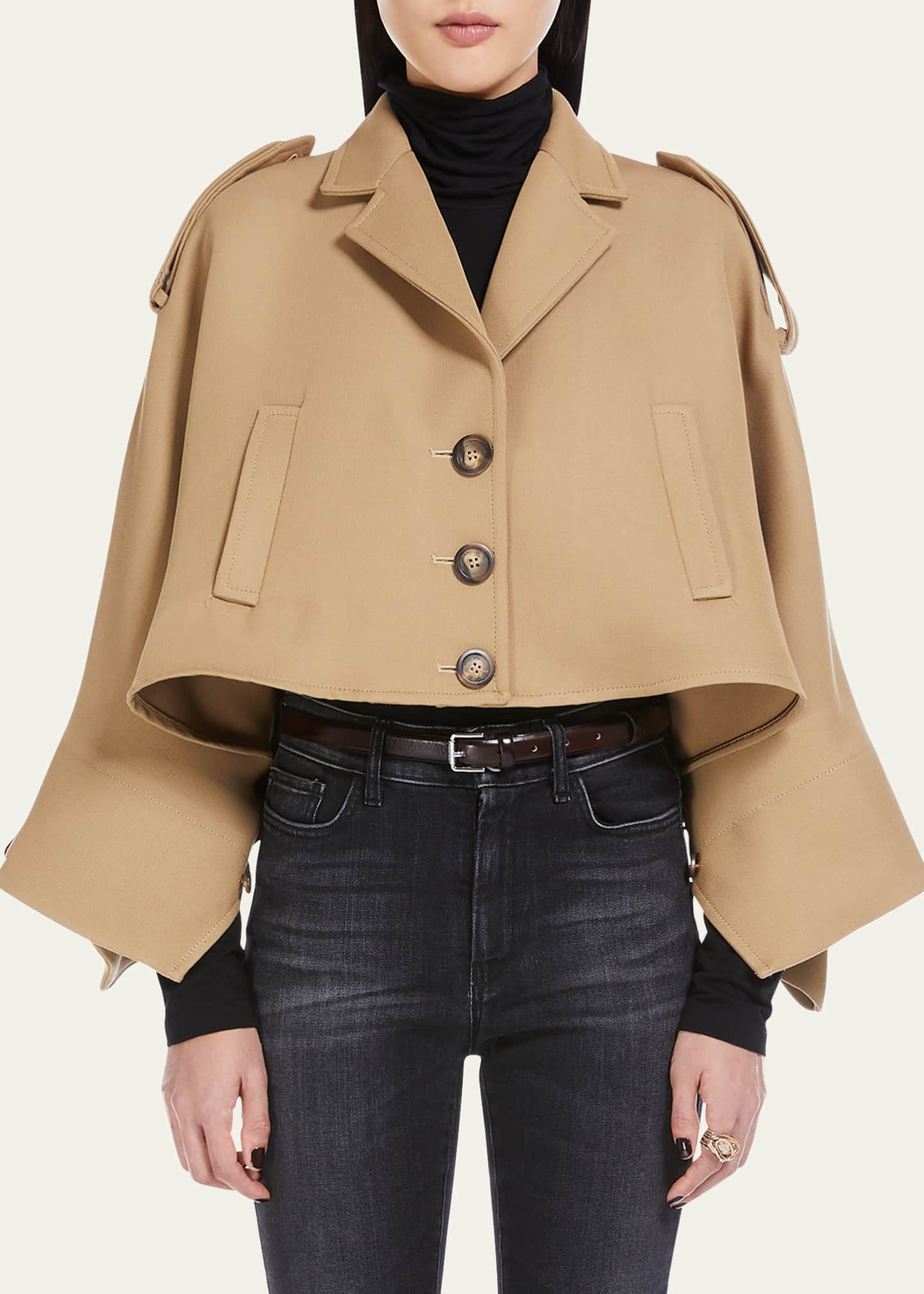 Max Mara Azzorre Virgin Wool Cropped Cape - Bergdorf Goodman