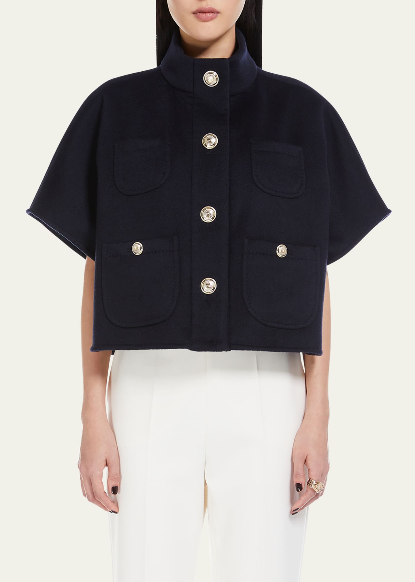 Max Mara Nemi Cashmere Short Buttoned Cape - Bergdorf Goodman
