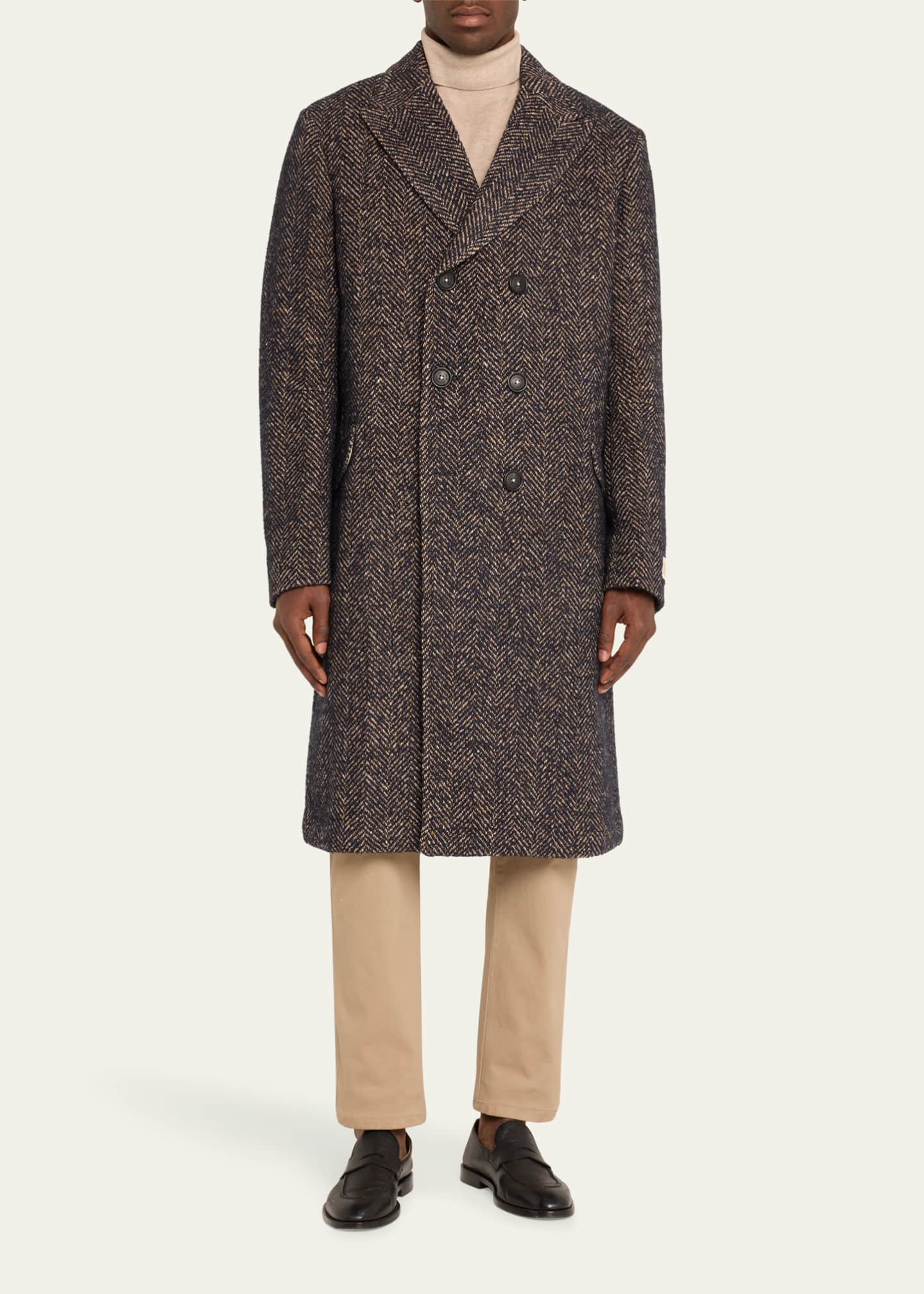 Massimo Alba Men's Long Herringbone Double-Breasted Jacket - Bergdorf Goodman