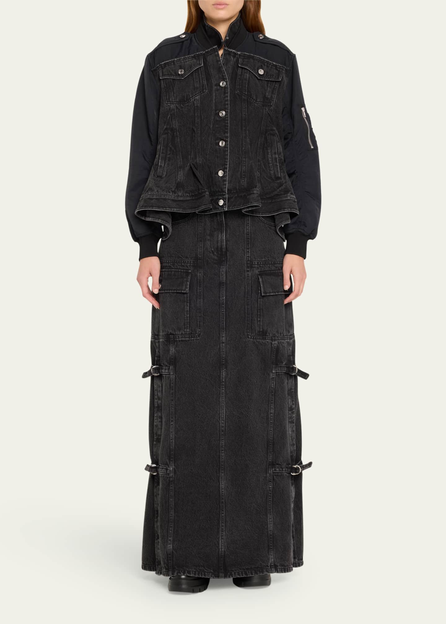 3.1 Phillip Lim Combo Denim Flight Jacket - Bergdorf Goodman