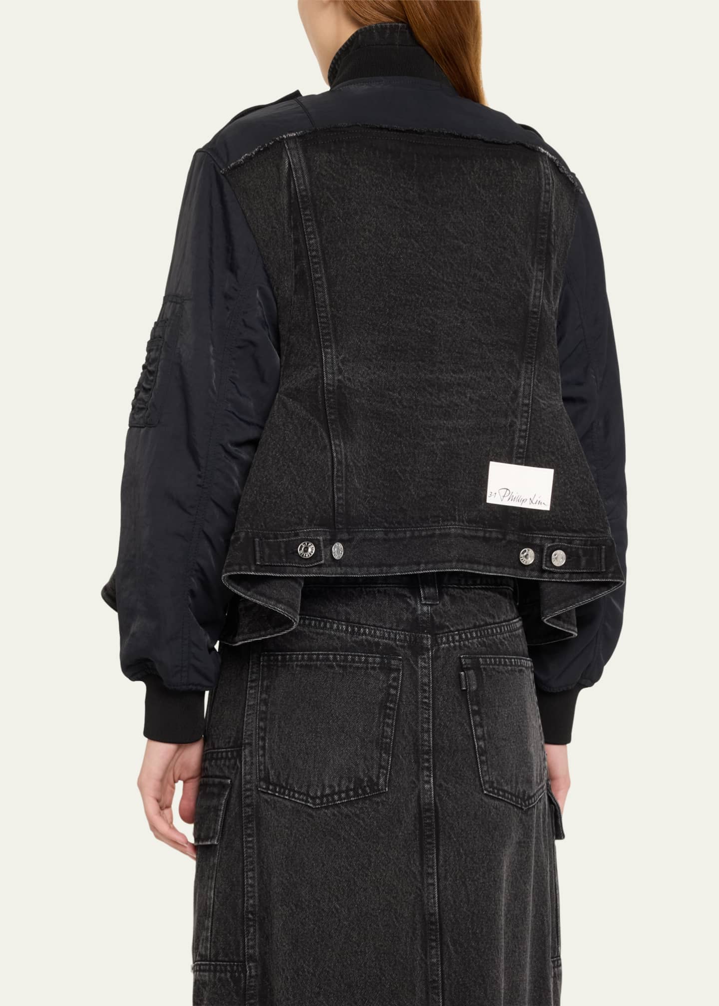 3.1 Phillip Lim Combo Denim Flight Jacket - Bergdorf Goodman