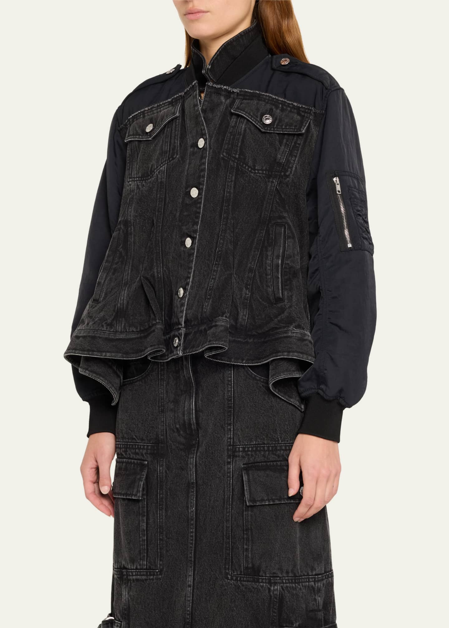 3.1 Phillip Lim Combo Denim Flight Jacket - Bergdorf Goodman