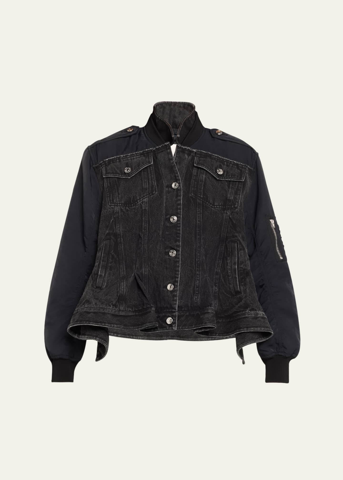 3.1 Phillip Lim Combo Denim Flight Jacket - Bergdorf Goodman