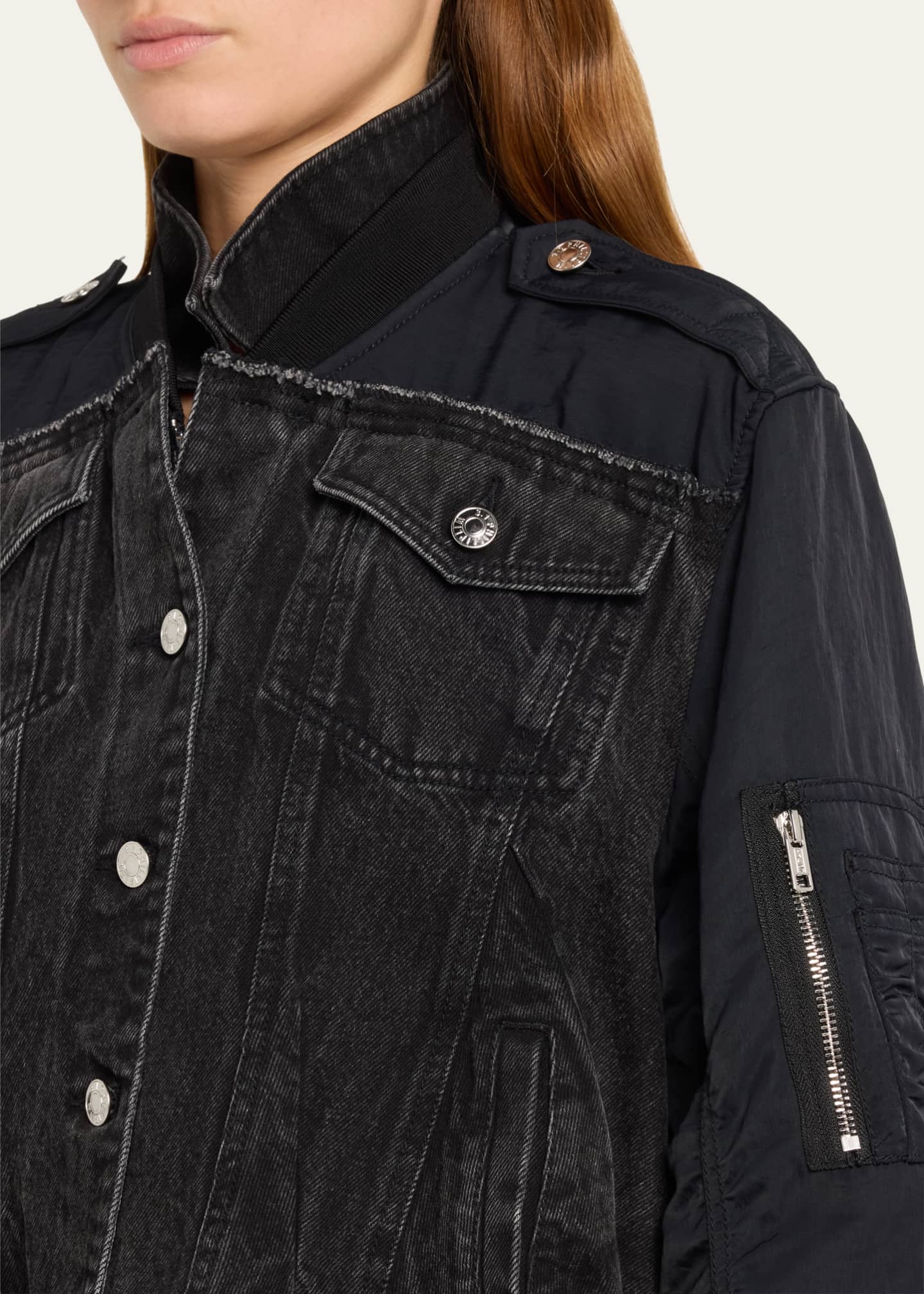 3.1 Phillip Lim Combo Denim Flight Jacket - Bergdorf Goodman