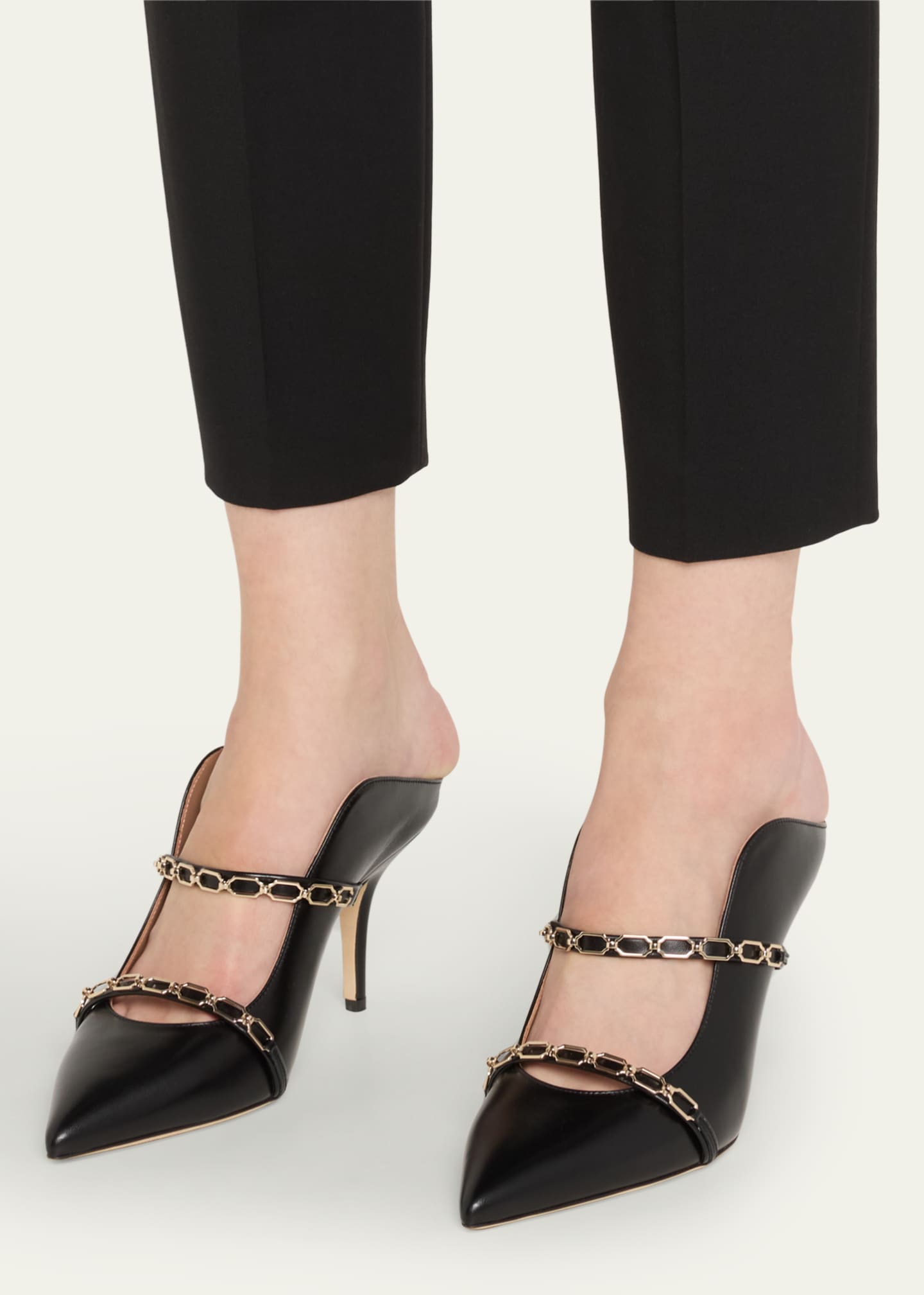 Malone Souliers Maureen Leather Chain Dual-Band Mule Pumps - Bergdorf ...