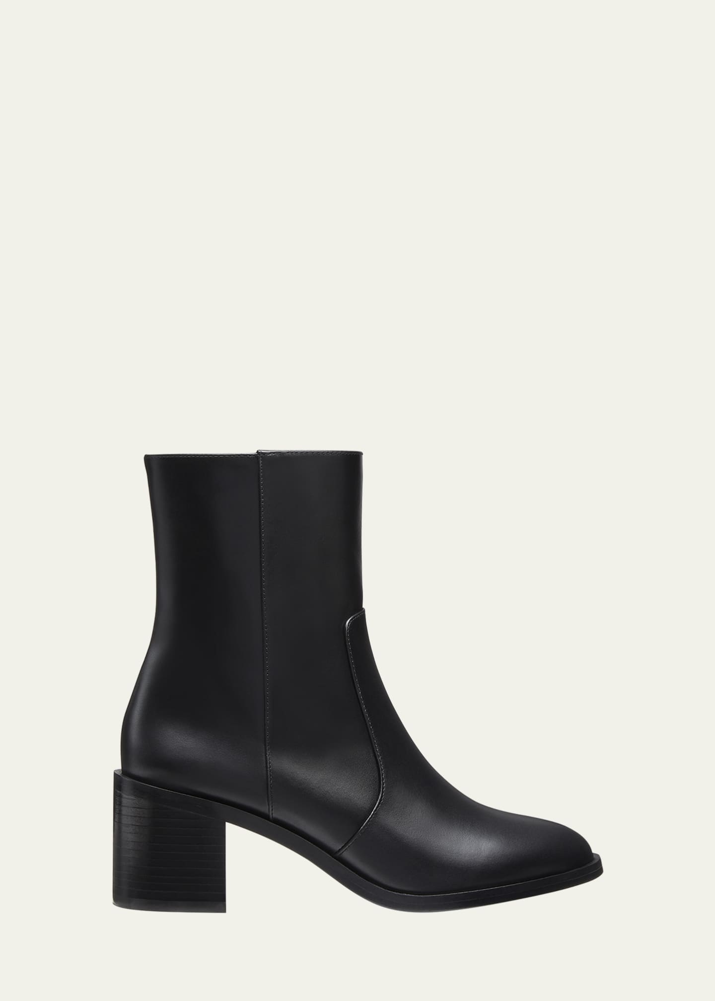Stuart Weitzman Esme Leather Zip Booties - Bergdorf Goodman