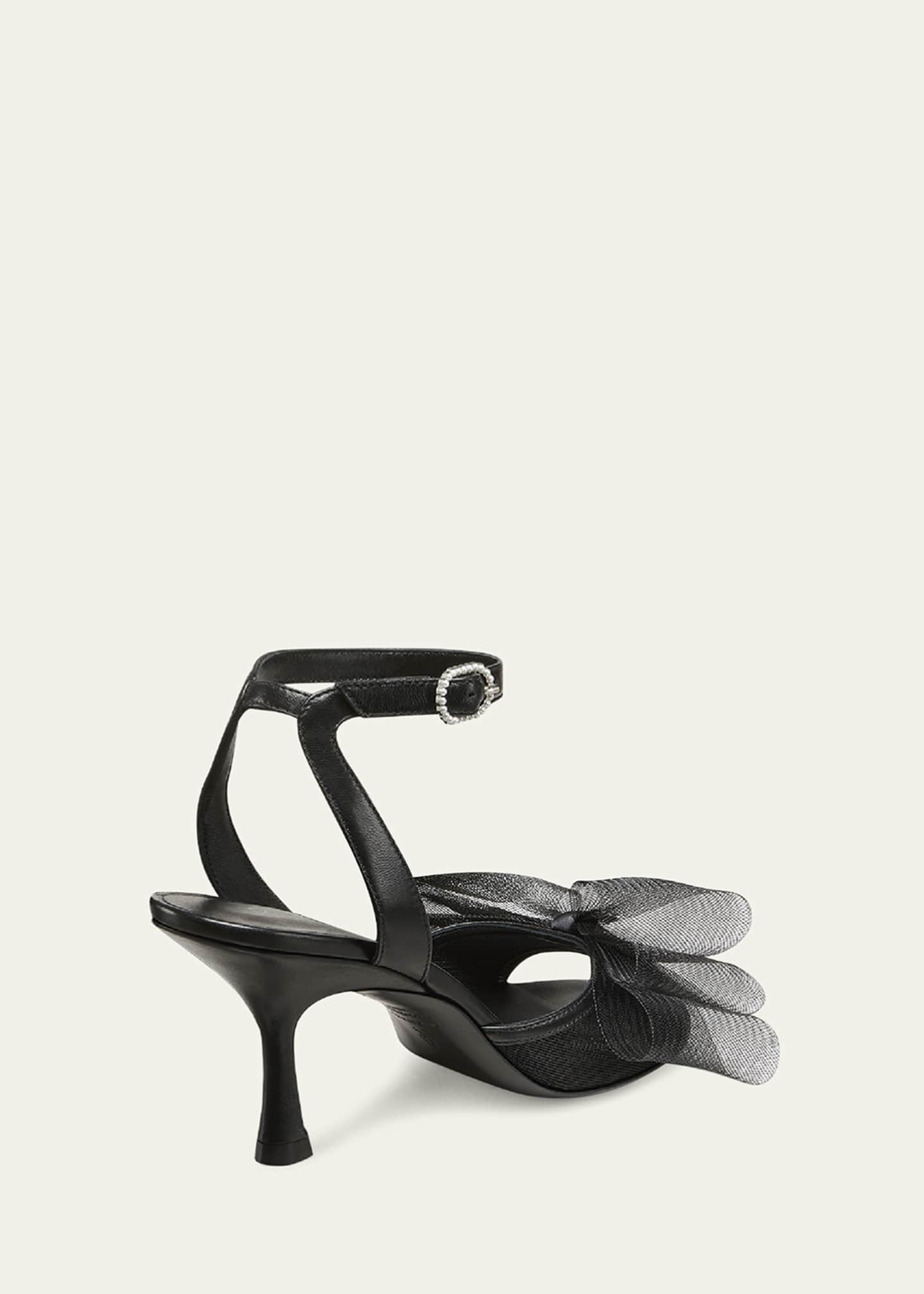 Stuart Weitzman Blushing Bow Mesh Ankle-Strap Sandals - Bergdorf Goodman