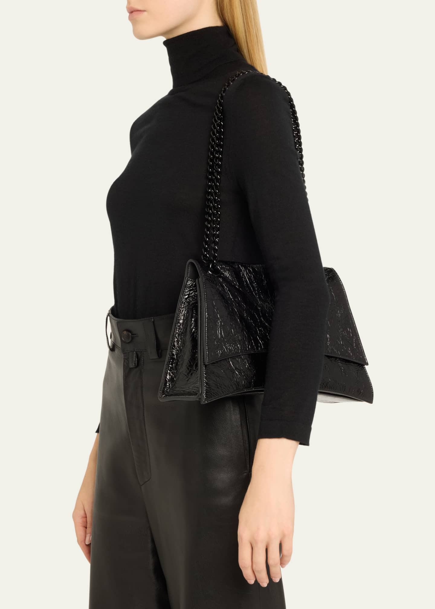 Balenciaga Crush Medium Varnished Leather Shoulder Bag - Bergdorf Goodman