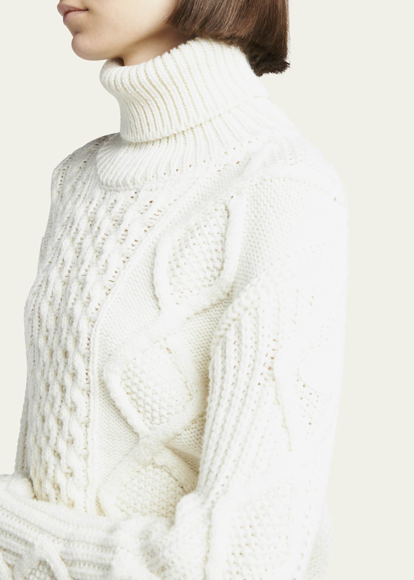 Moncler Cable-Knit Wool Turtleneck Sweater - Bergdorf Goodman