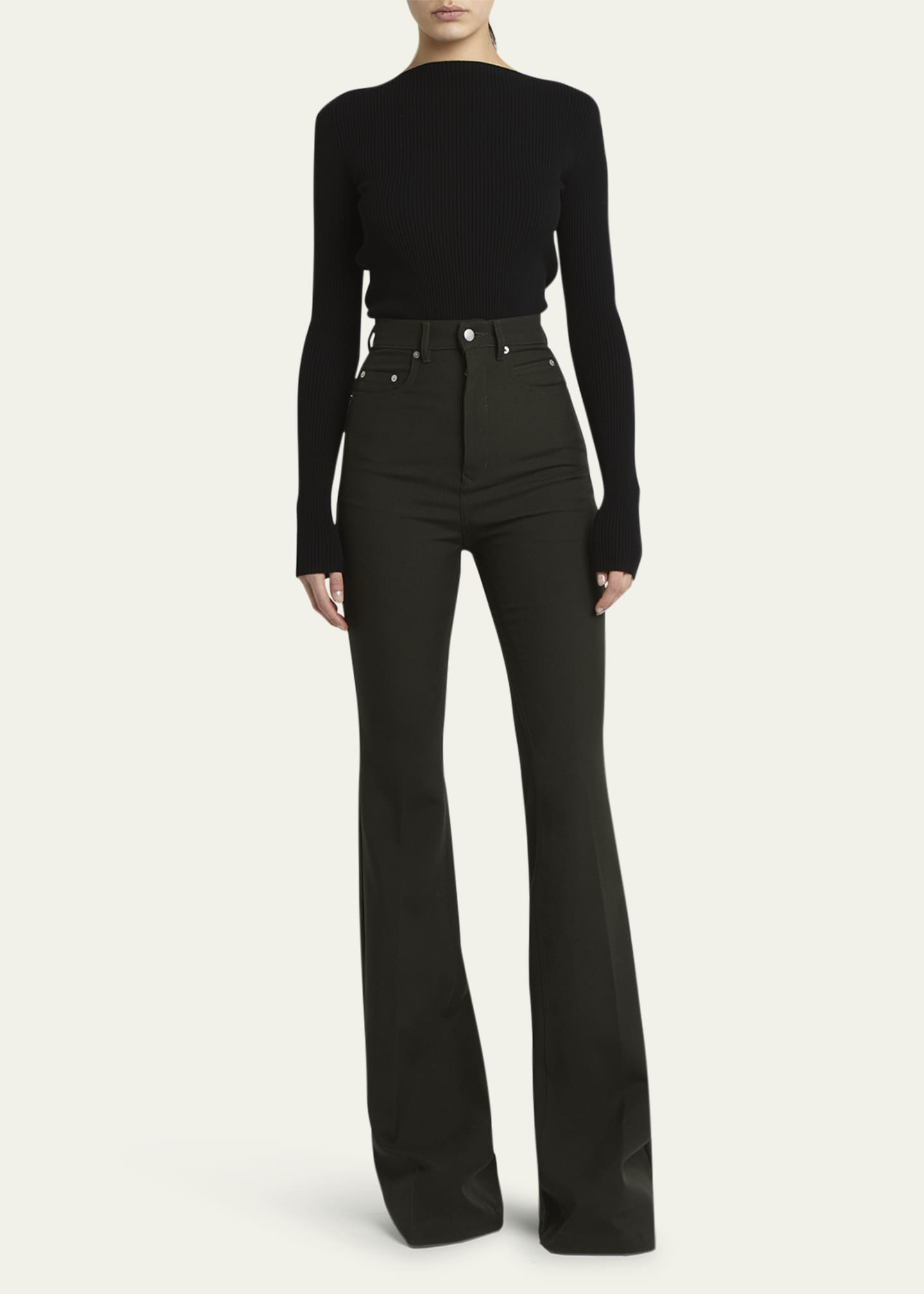 Rick Owens Long Bootcut Wool Denim Jeans - Bergdorf Goodman