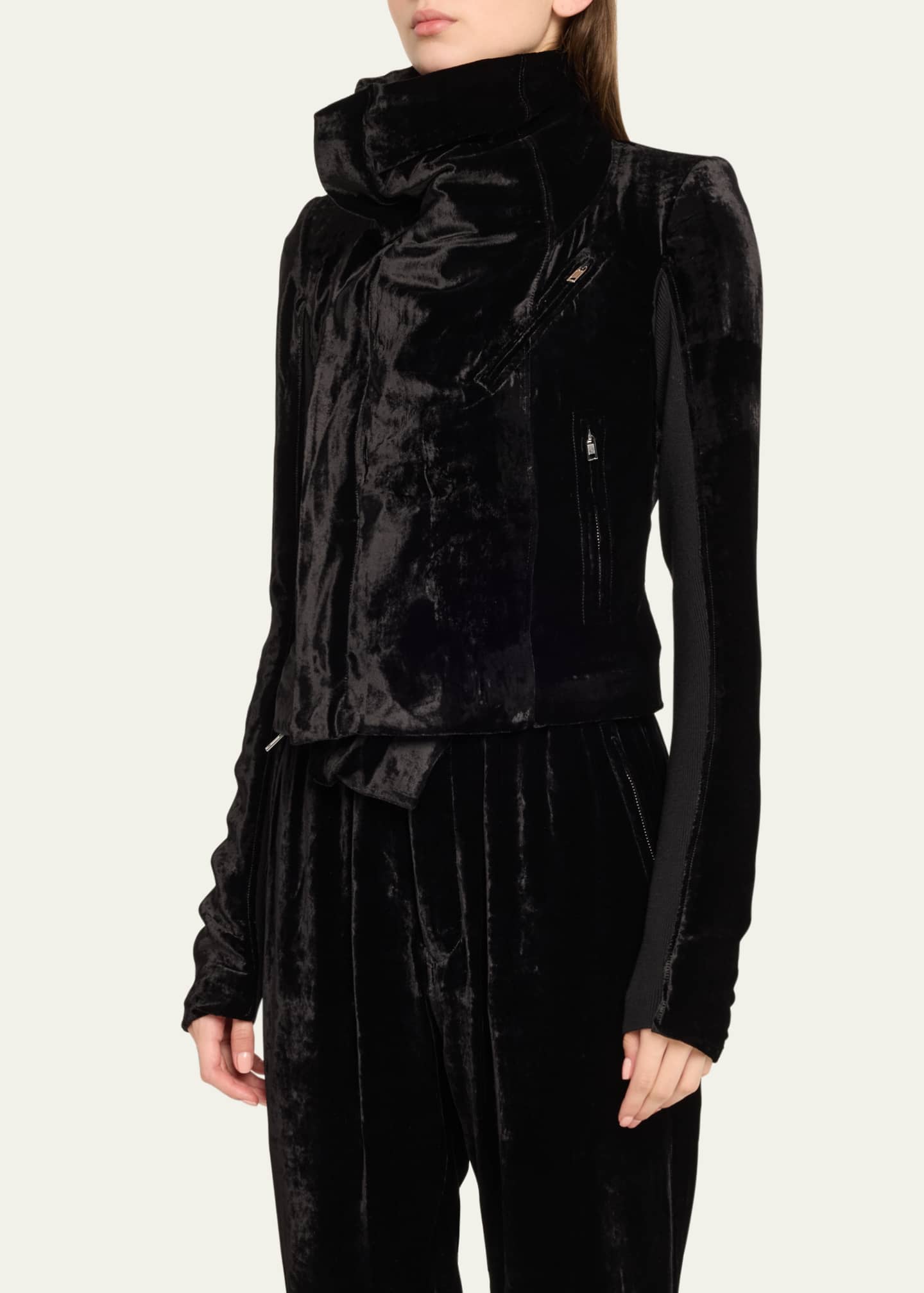 Rick Owens Wrap Velvet Biker Jacket - Bergdorf Goodman