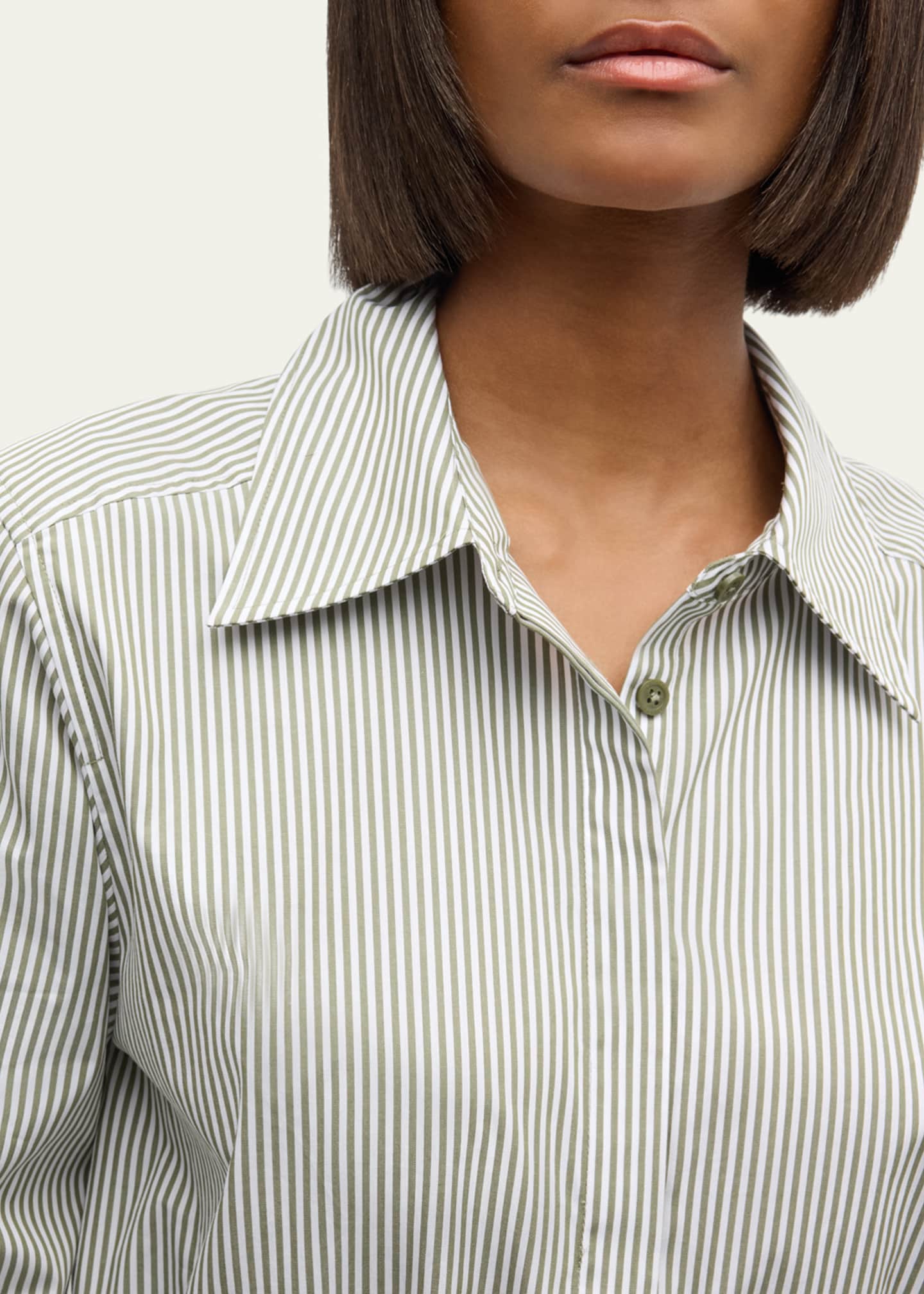 SIMKHAI Blythe Cropped Cotton Stripe Button-Front Top - Bergdorf Goodman