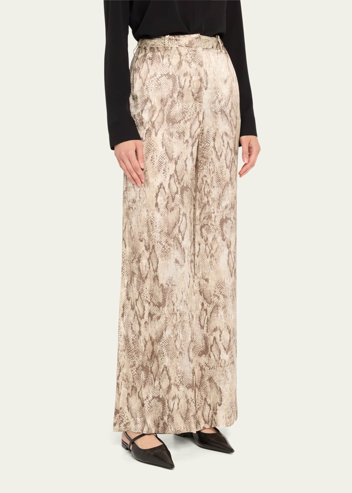 L'Agence Snake Pilar Wide-Leg Pants - Bergdorf Goodman