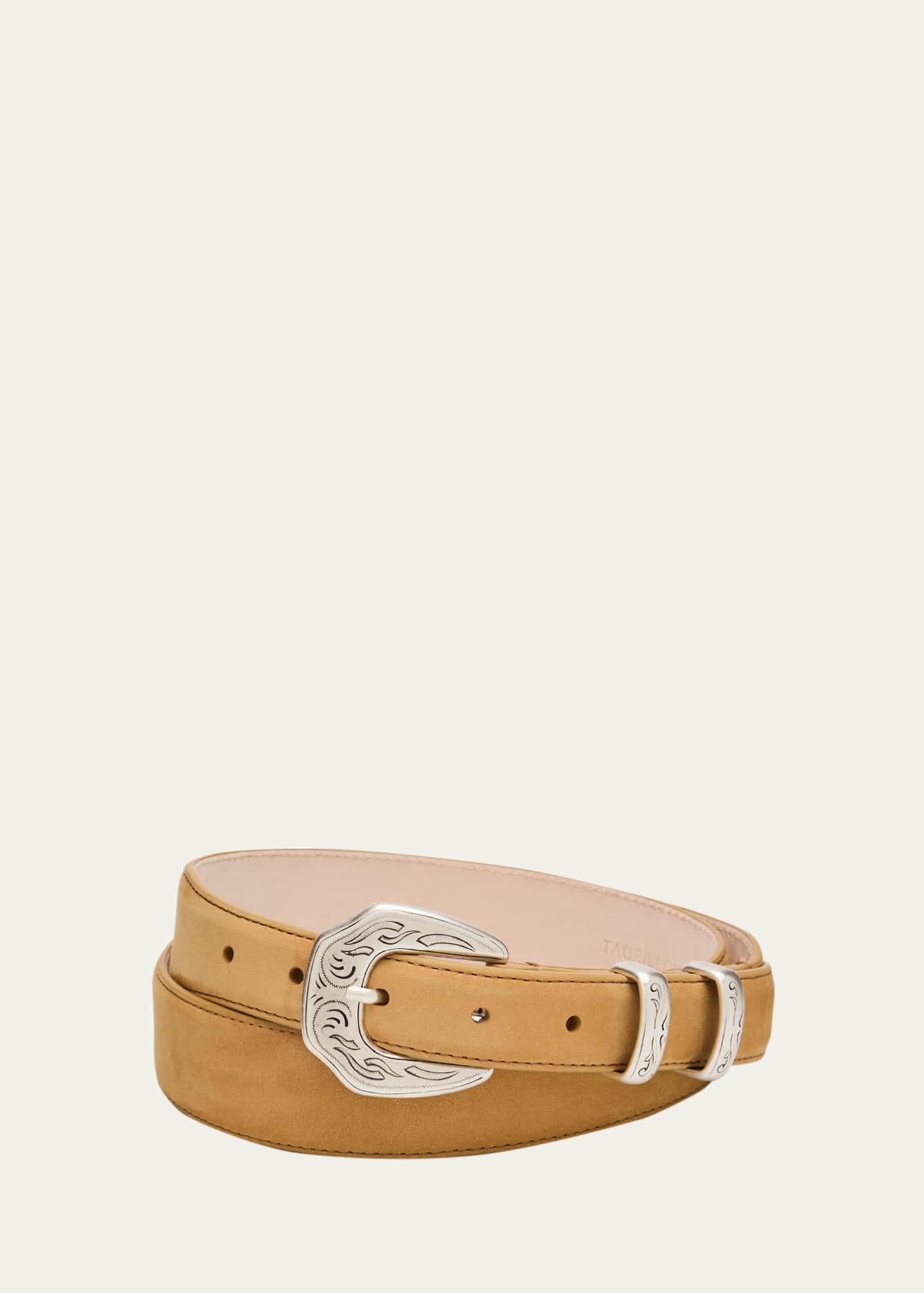 Simonnot Godard Men's Western Nubuck Suede Belt - Bergdorf Goodman