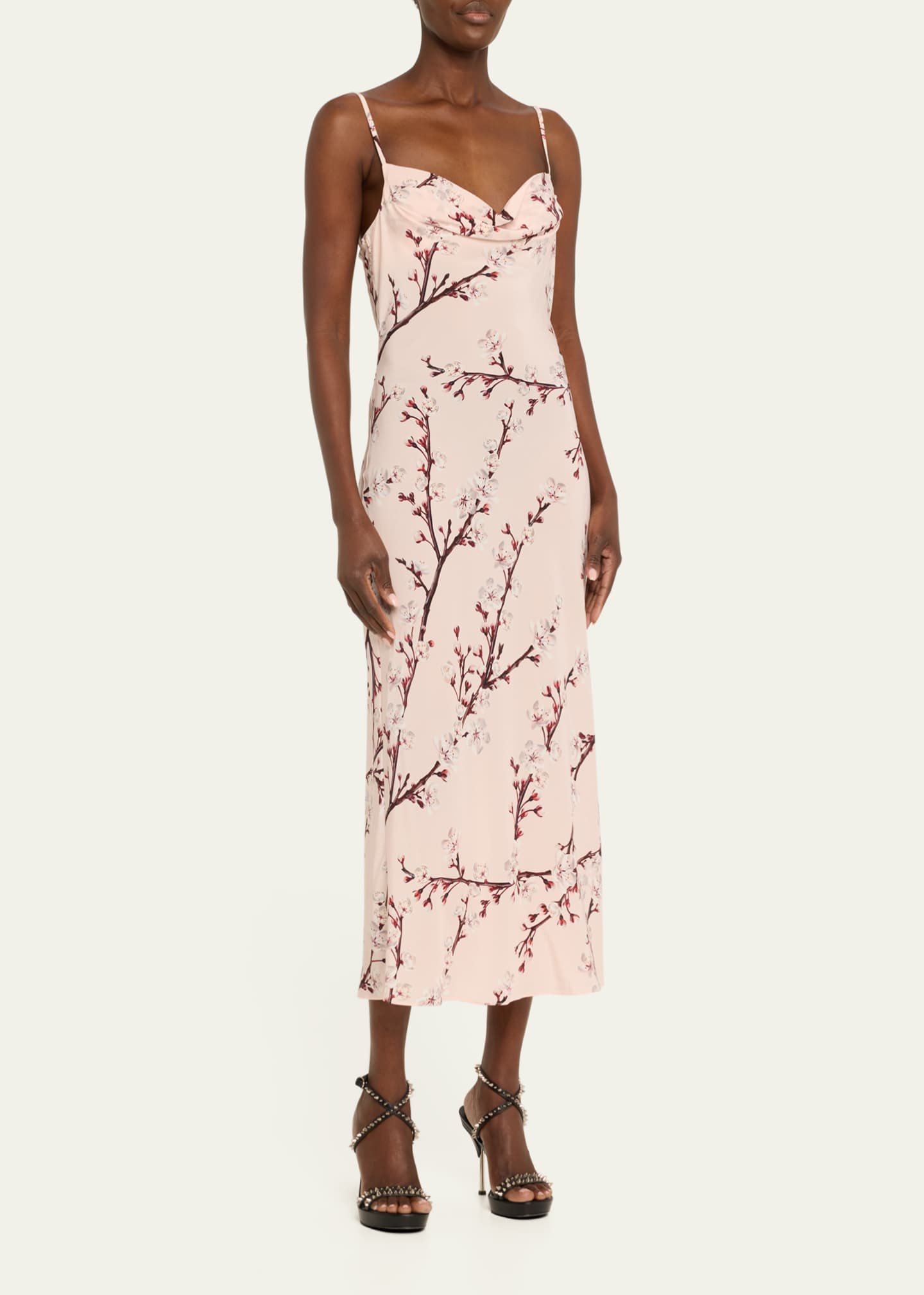 Alexander McQueen Cherry Blossom Leather Midi Dress - Bergdorf Goodman