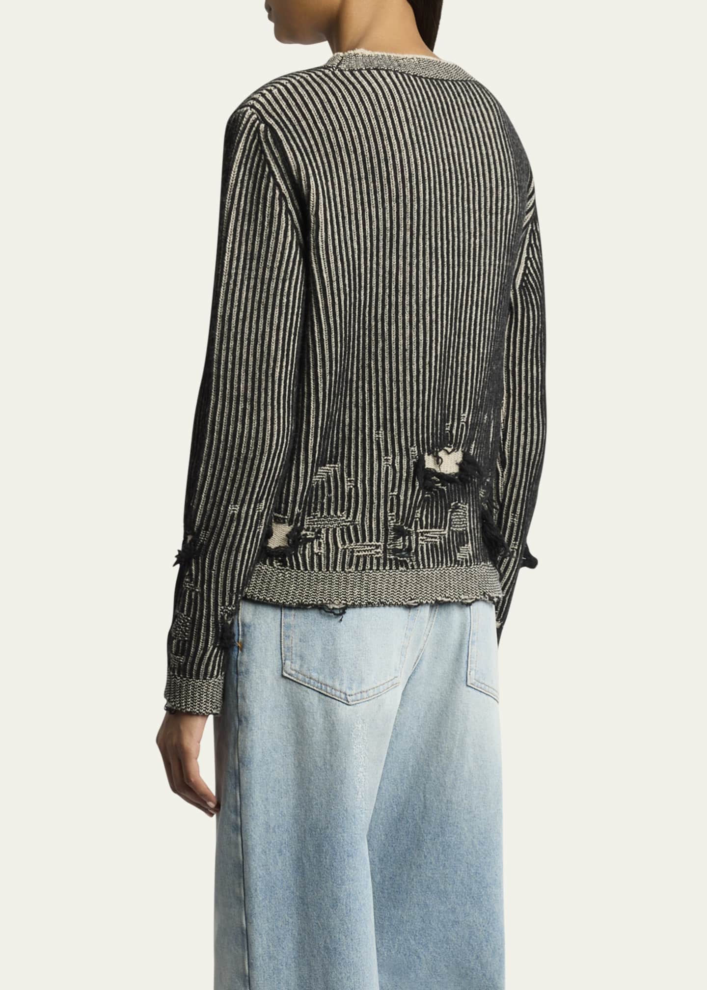 MM6 Maison Margiela Distressed Crewneck Sweater - Bergdorf Goodman