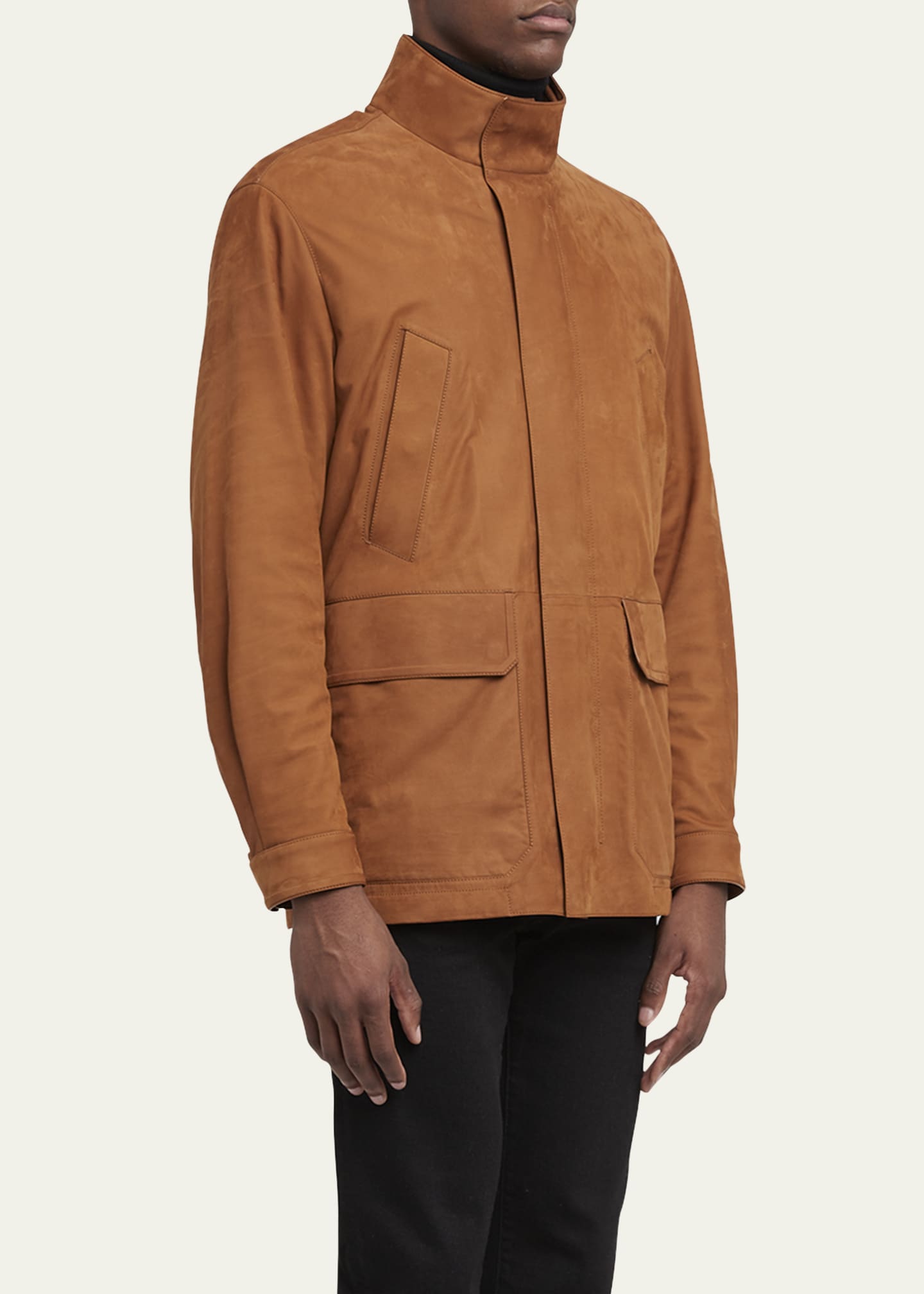 ZEGNA Men's Nubuck Leather Field Jacket - Bergdorf Goodman