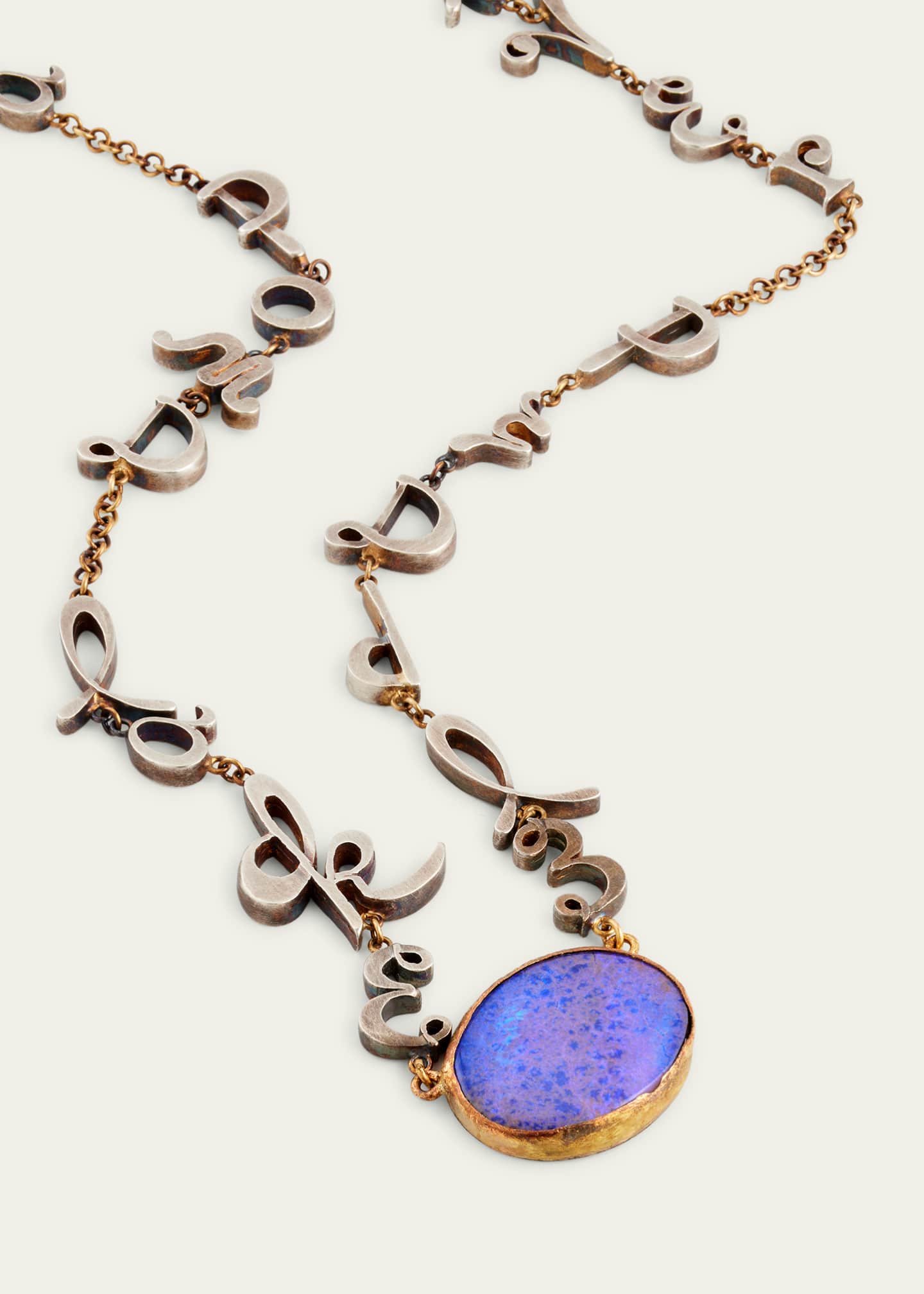 JUDY GEIB 18K Yellow Gold and Silver Sea Pond Lake Script Necklace with ...