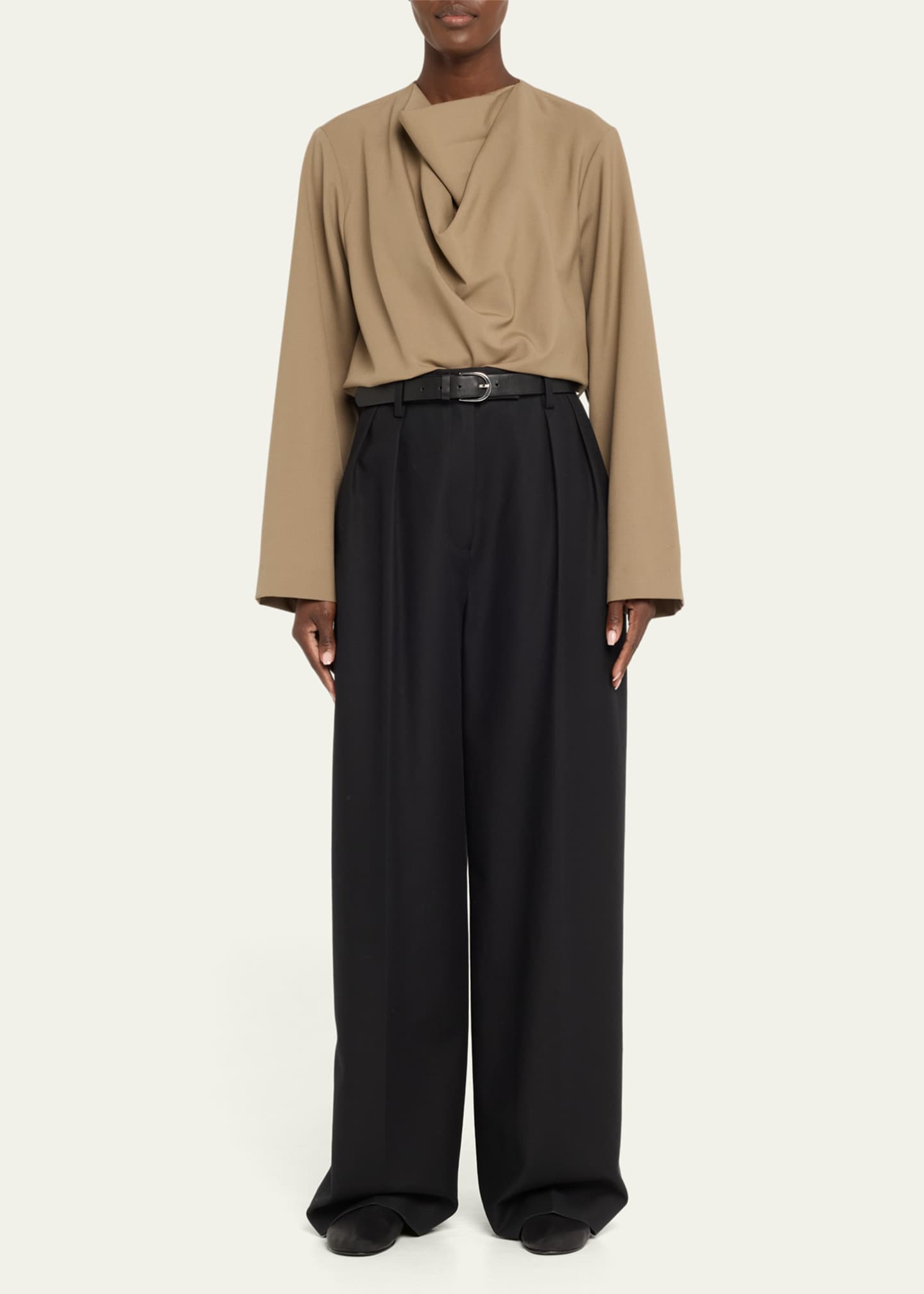 Rohe Draped Long-Sleeve Wool Top - Bergdorf Goodman