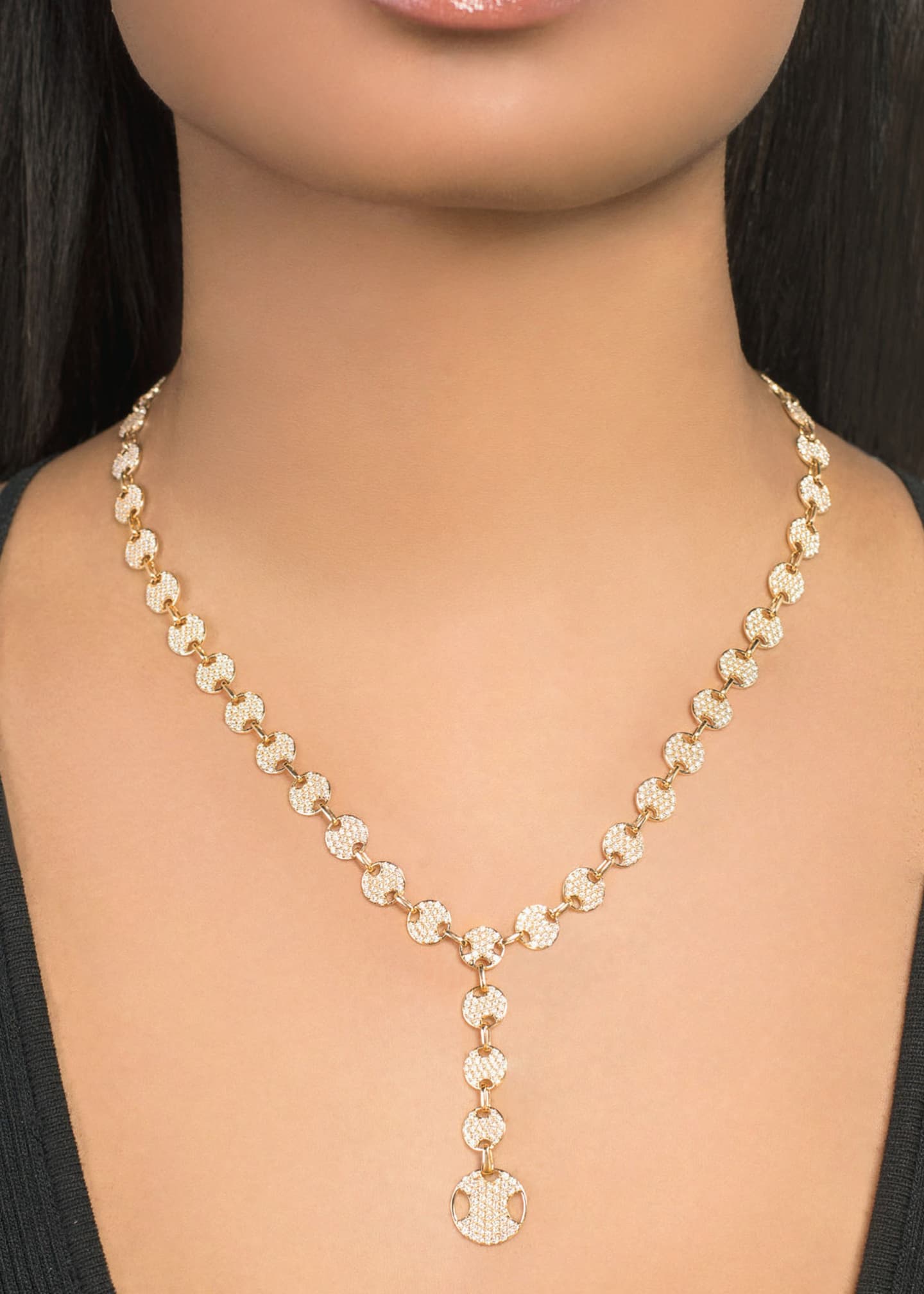 Lana 14K Yellow Gold Mega Pave Diamond Flatman Lariat Necklace ...