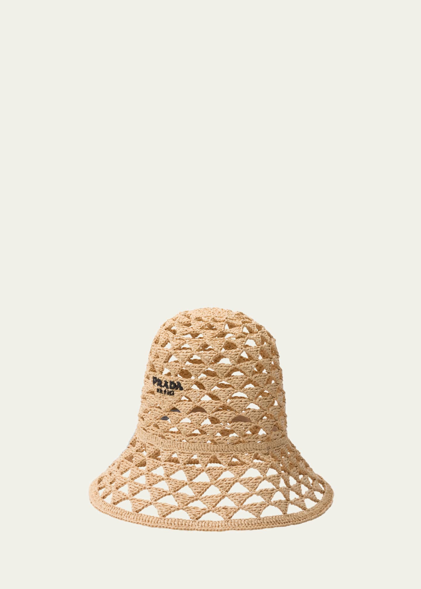 Prada Triangle Cutout Raffia Bucket Hat - Bergdorf Goodman