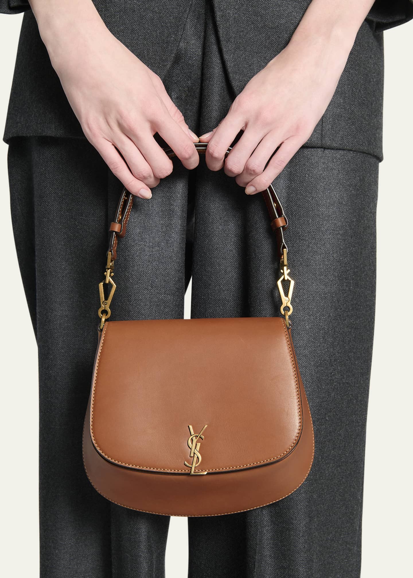Saint Laurent Voltaire Mini YSL Top-Handle Bag in Vegetal Calfskin ...
