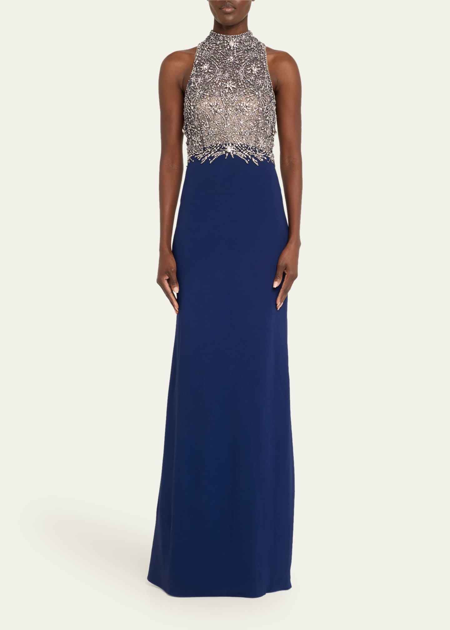 Jenny Packham Orion Crystal Halter Column Gown - Bergdorf Goodman