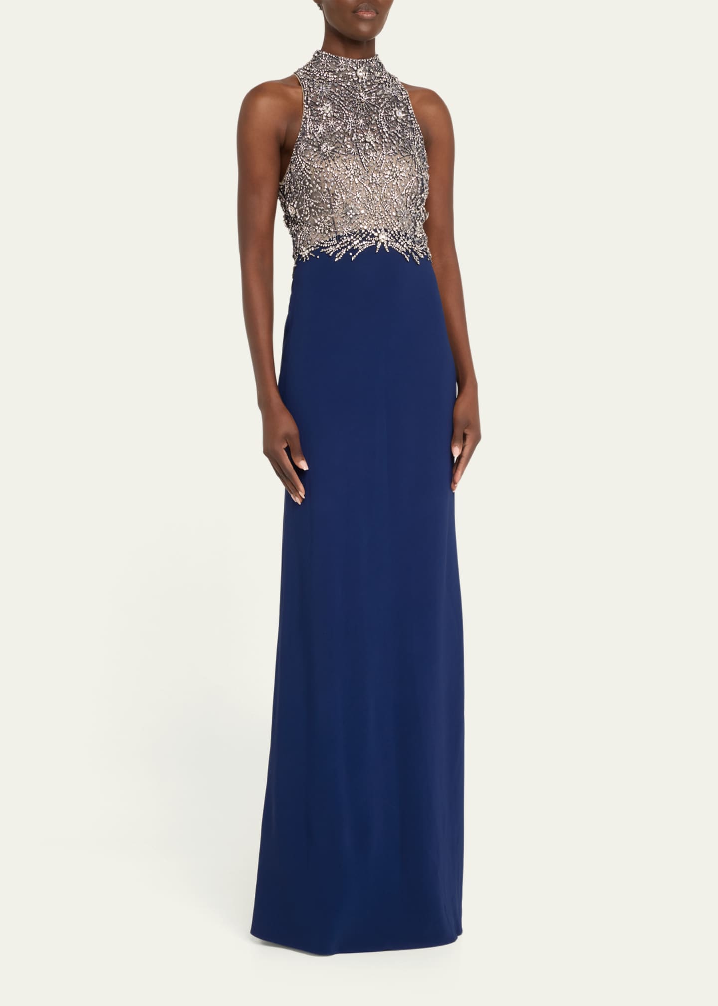 Jenny Packham Orion Crystal Halter Column Gown - Bergdorf Goodman