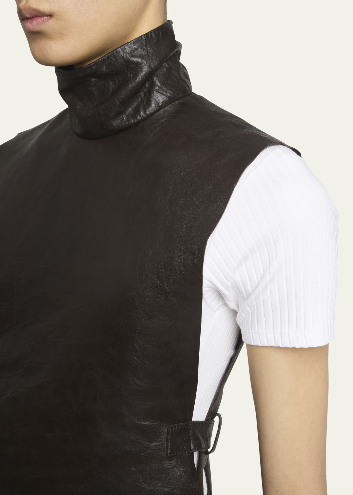 Dries Van Noten Men's Lance Mock-Neck Leather Sleeveless Top - Bergdorf ...
