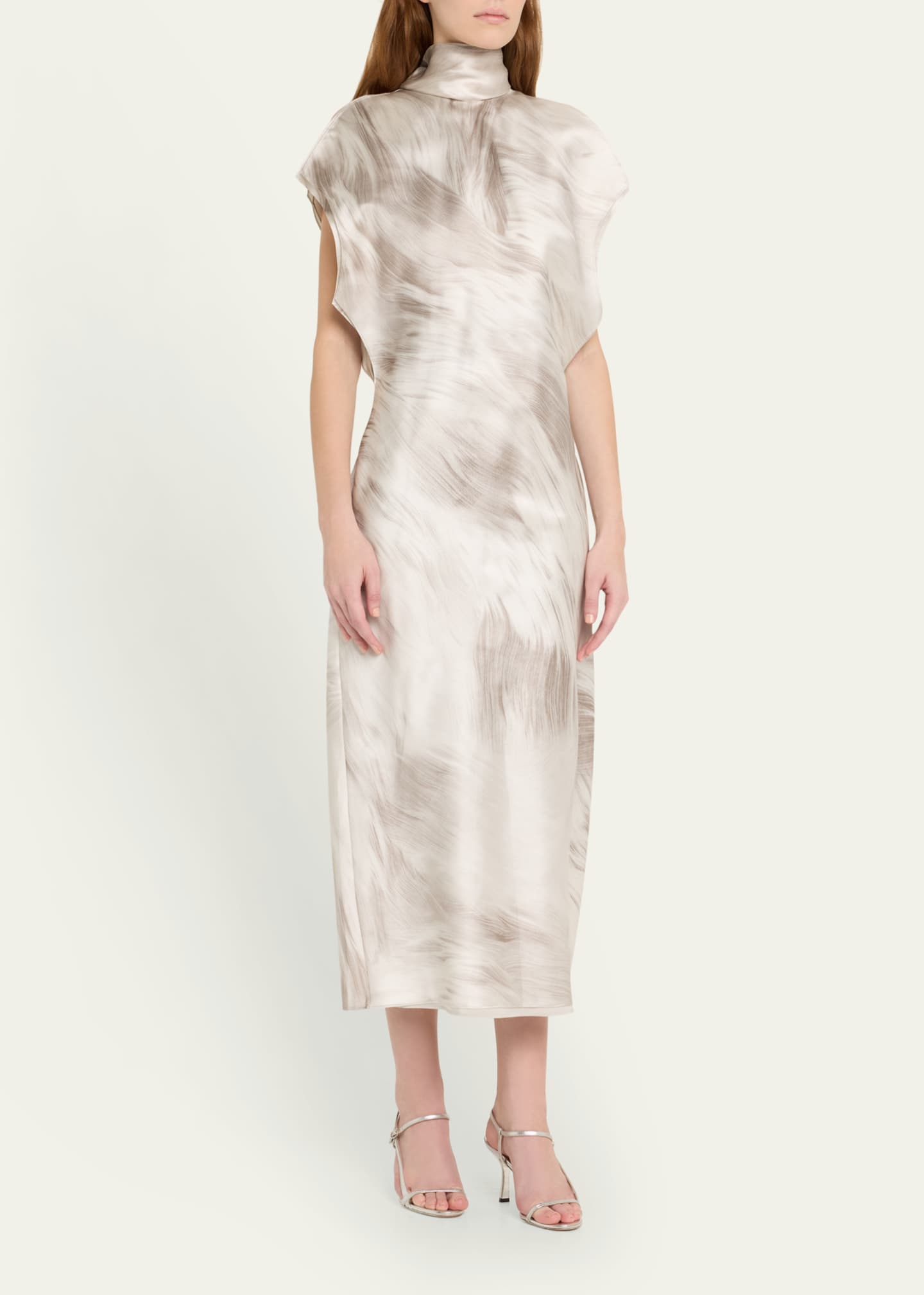 Brandon Maxwell The Evie Neck-Scarf Midi Silk Dress - Bergdorf Goodman