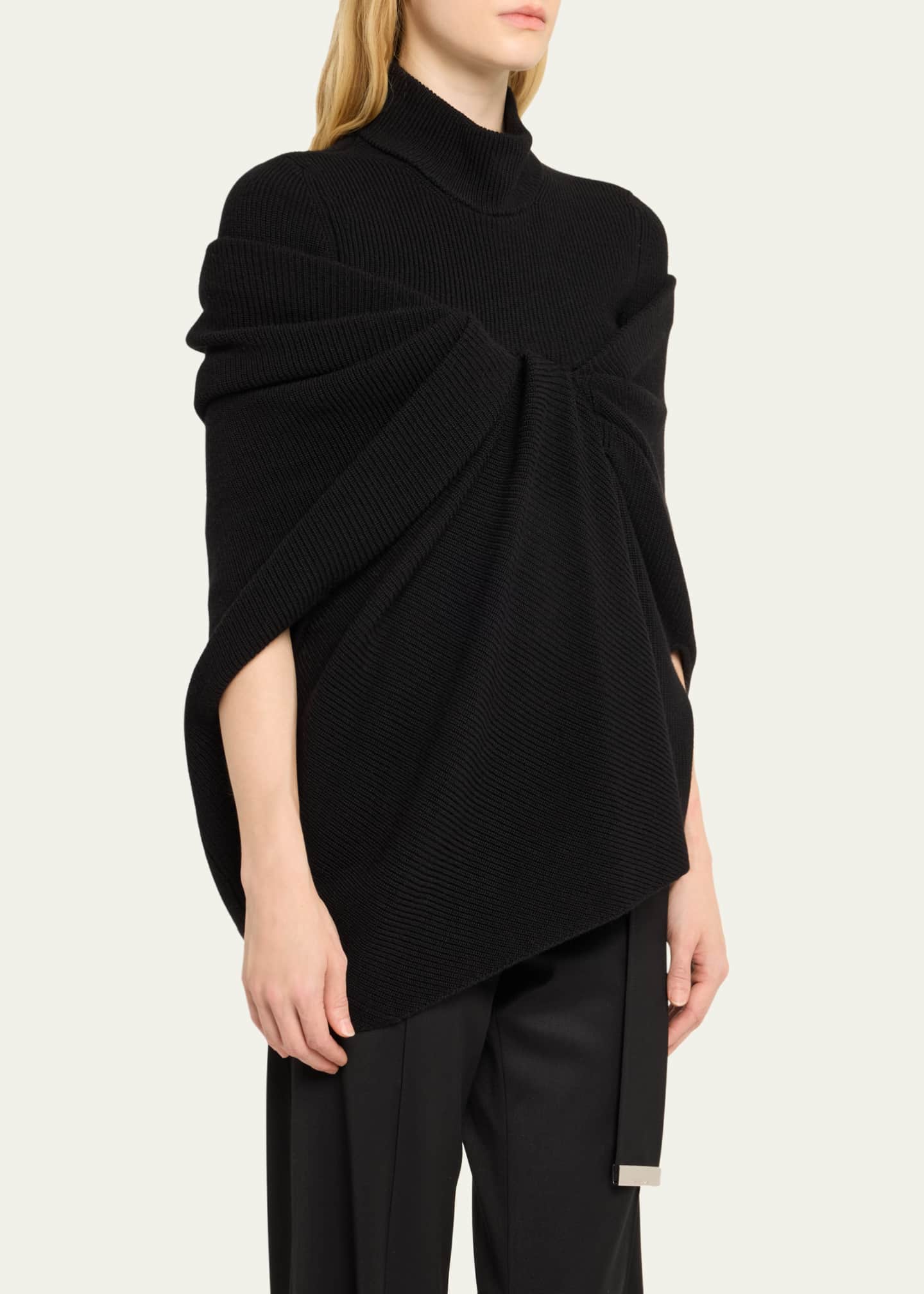 Brandon Maxwell The Cosette Turtleneck Draped Sweater - Bergdorf Goodman